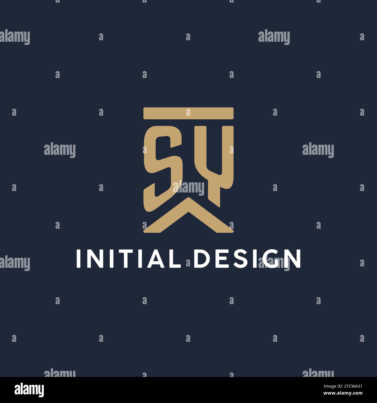 SY initial monogram logo design in a rectangular style with curved side ...