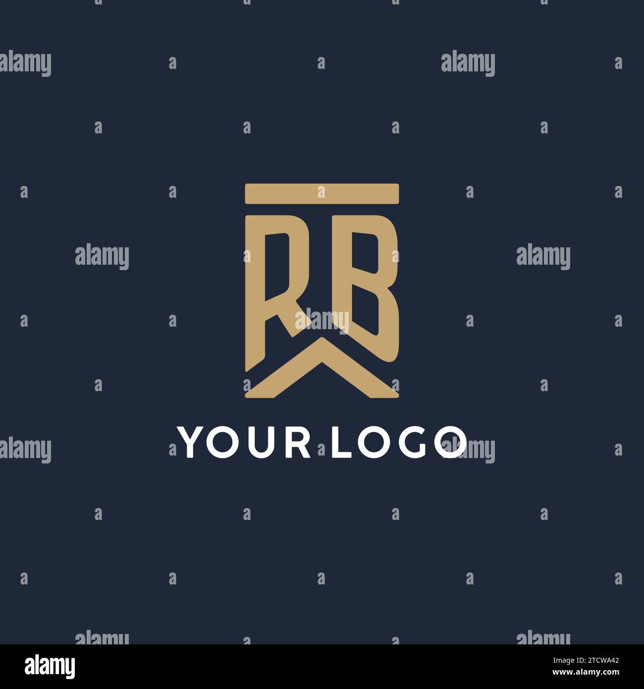RB initial monogram logo design in a rectangular style with curved side ideas Stock Vector Image ...