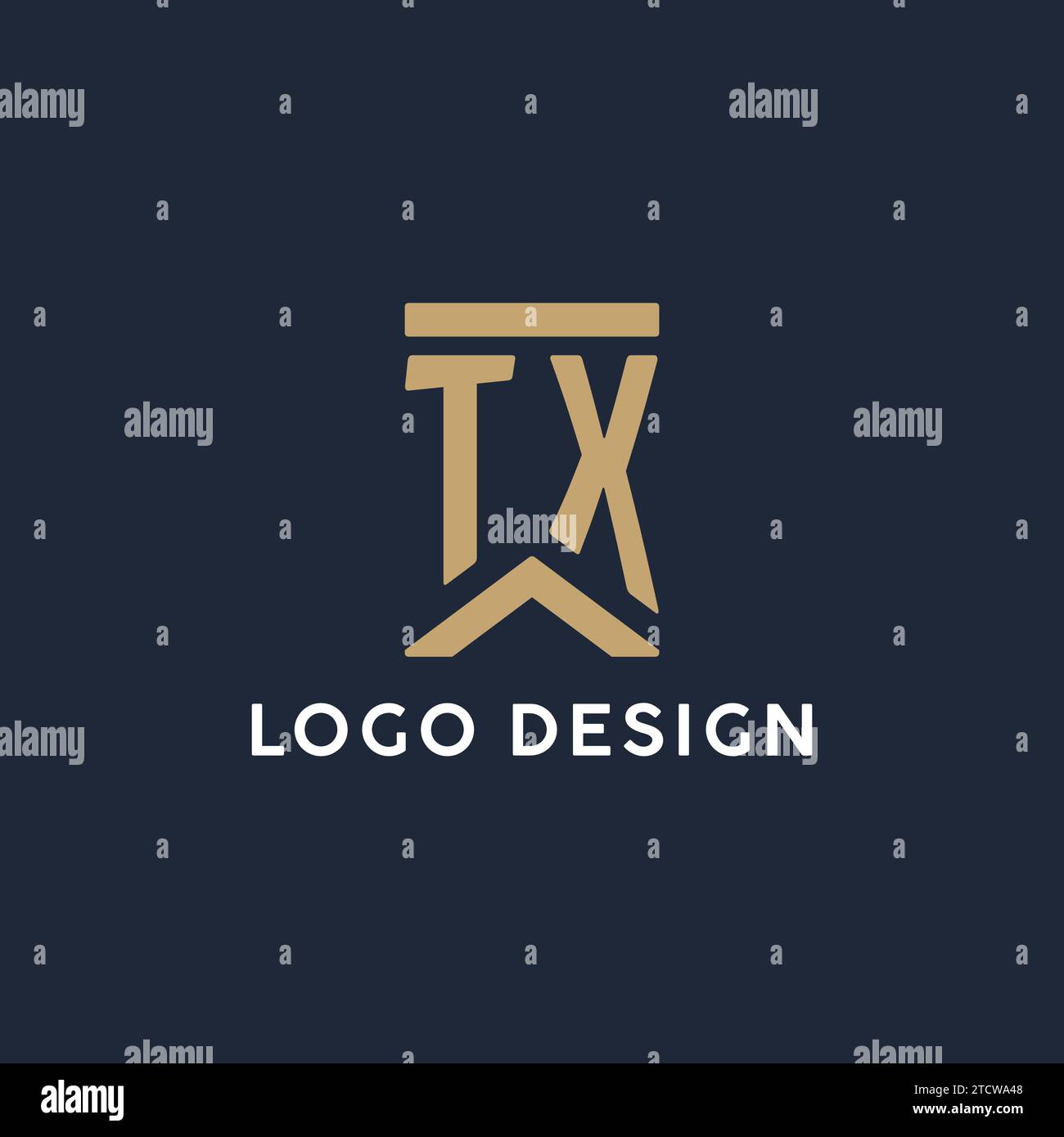 TX initial monogram logo design in a rectangular style with curved side ...