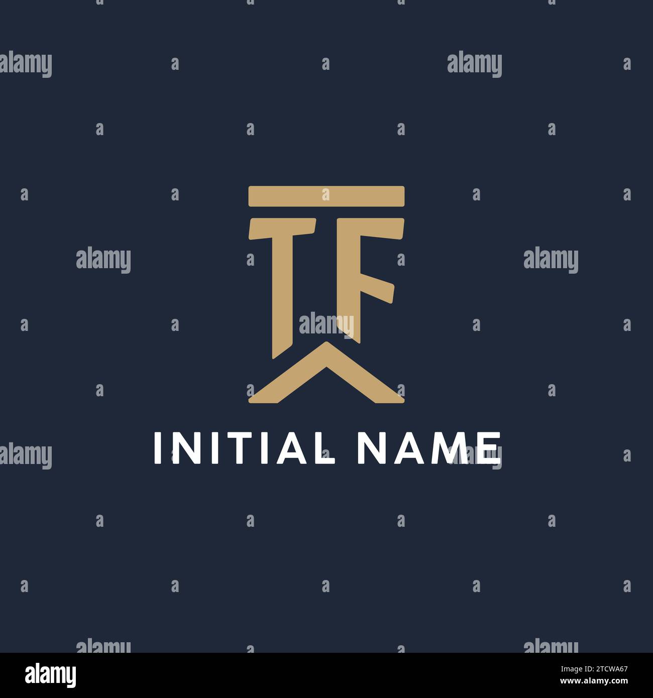 TF initial monogram logo design in a rectangular style with curved side ...