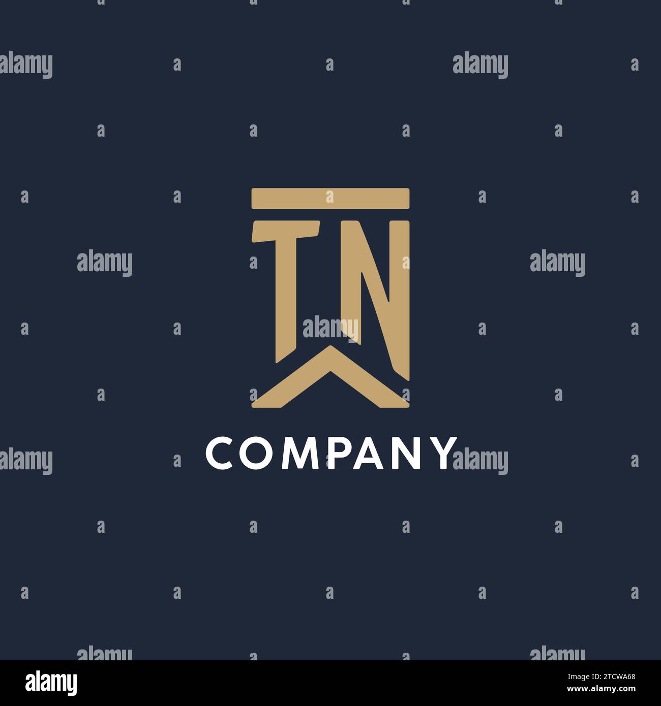 TN initial monogram logo design in a rectangular style with curved side ...