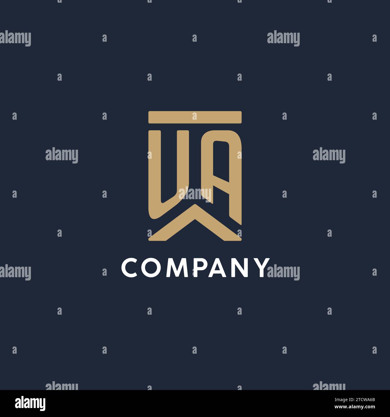 UA initial monogram logo design in a rectangular style with curved side ...