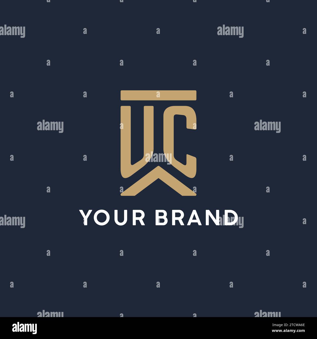 UC initial monogram logo design in a rectangular style with curved side ideas Stock Vector Image ...