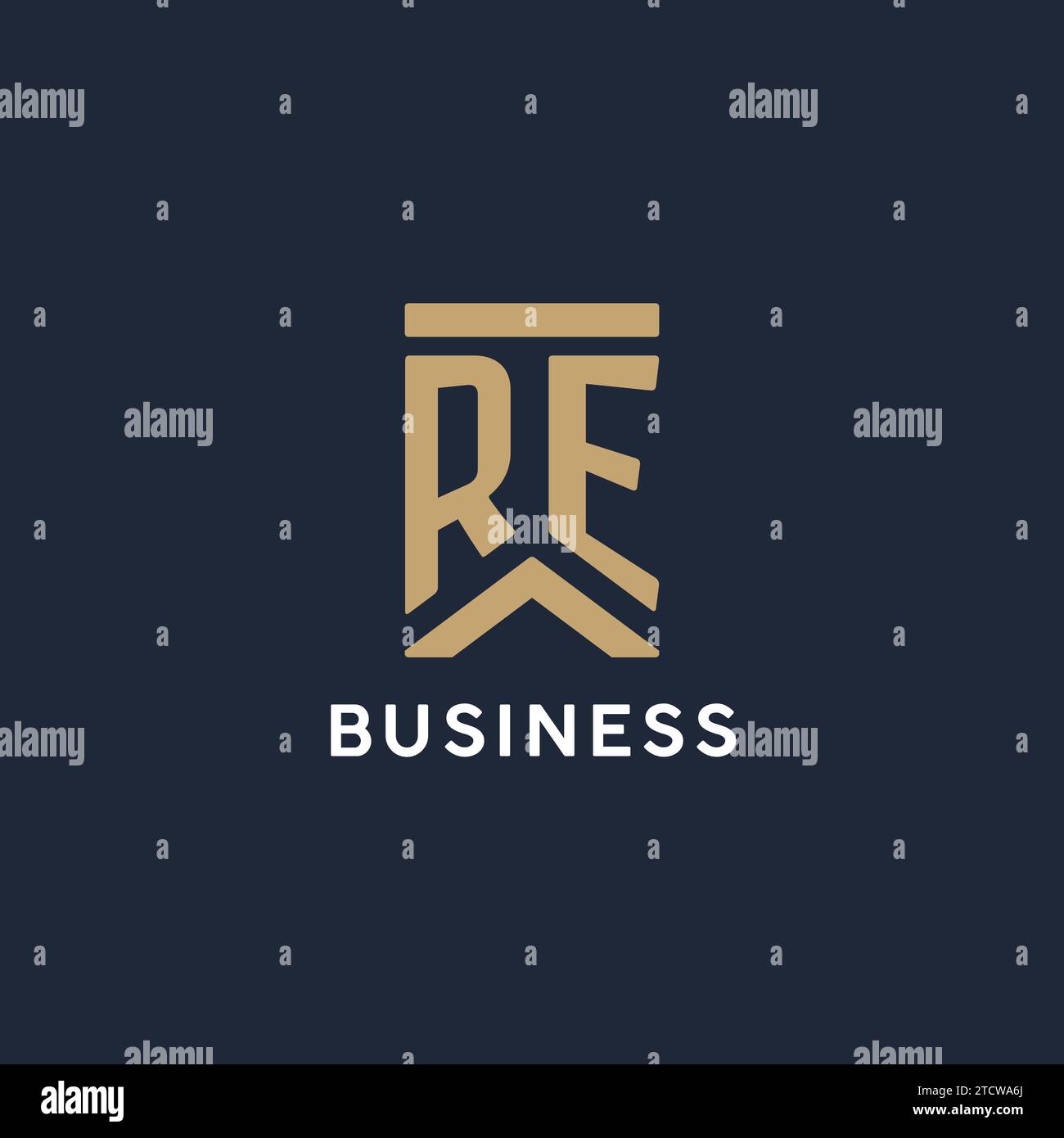 RE initial monogram logo design in a rectangular style with curved side ...