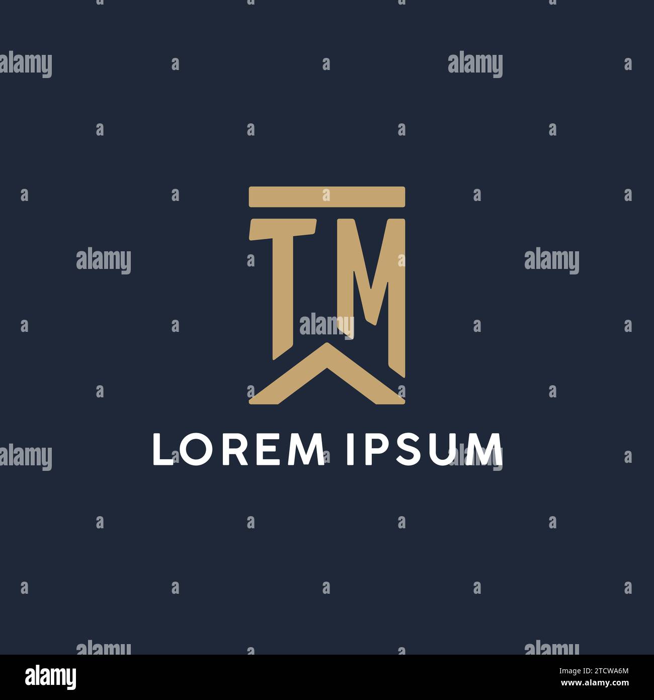 TM initial monogram logo design in a rectangular style with curved side ...