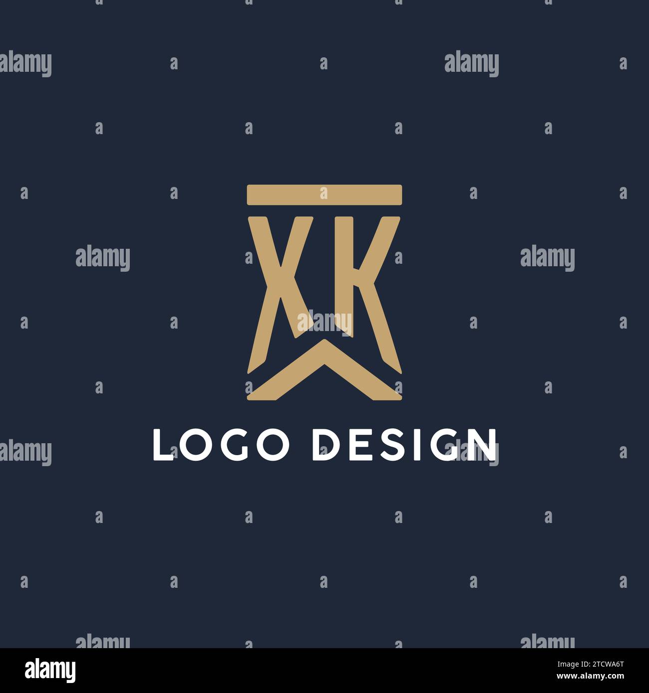 XK initial monogram logo design in a rectangular style with curved side ideas Stock Vector Image ...