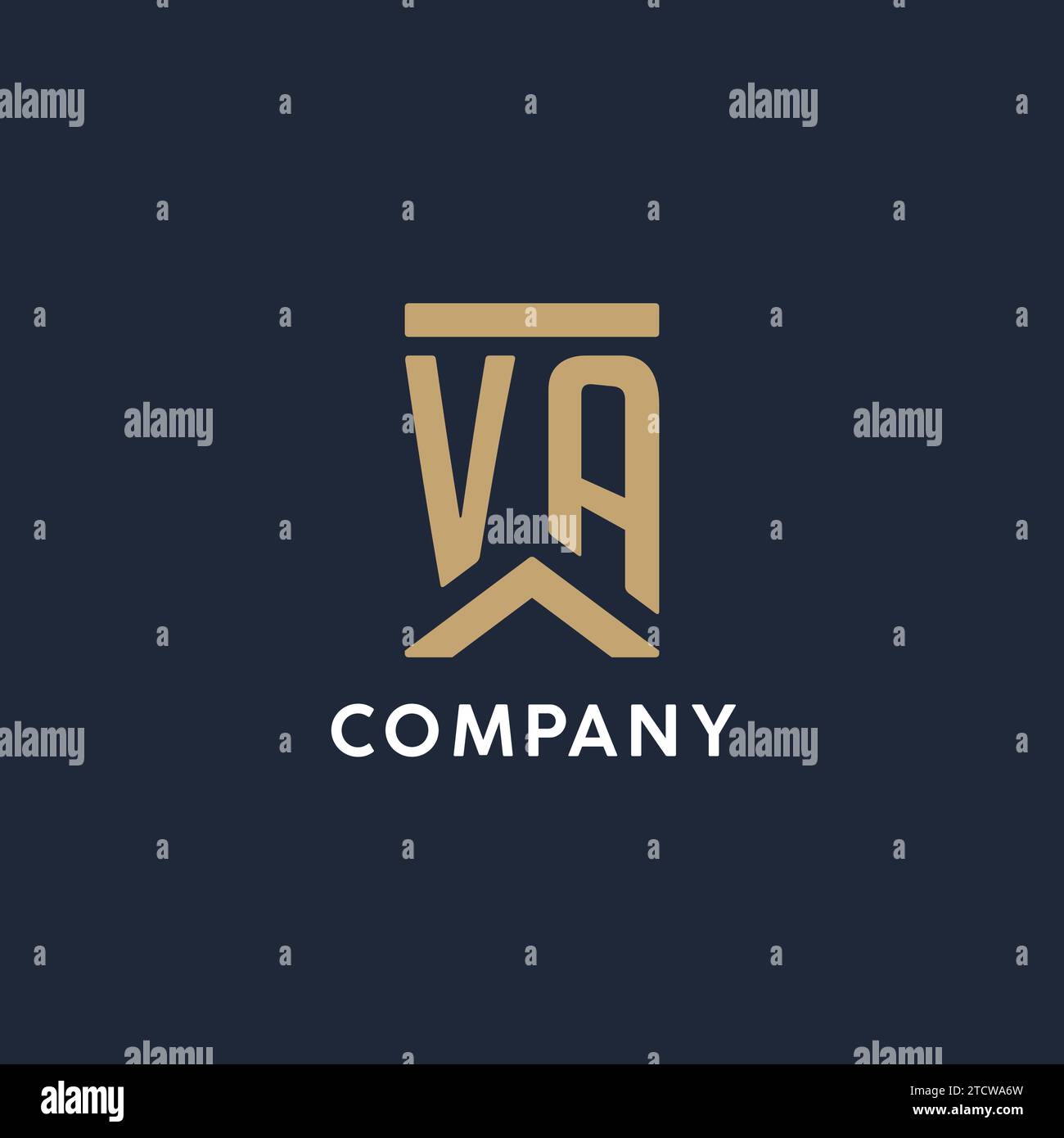 VA initial monogram logo design in a rectangular style with curved side ideas Stock Vector Image ...