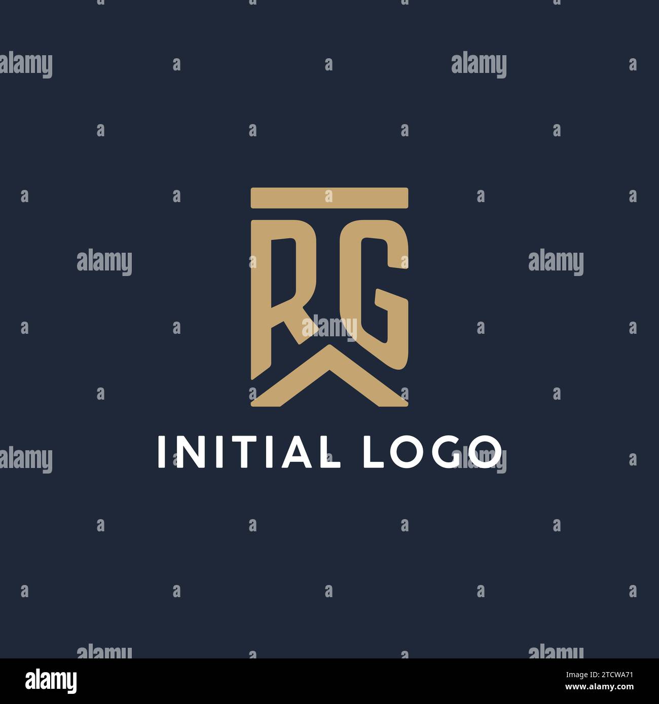 RG initial monogram logo design in a rectangular style with curved side ideas Stock Vector Image ...
