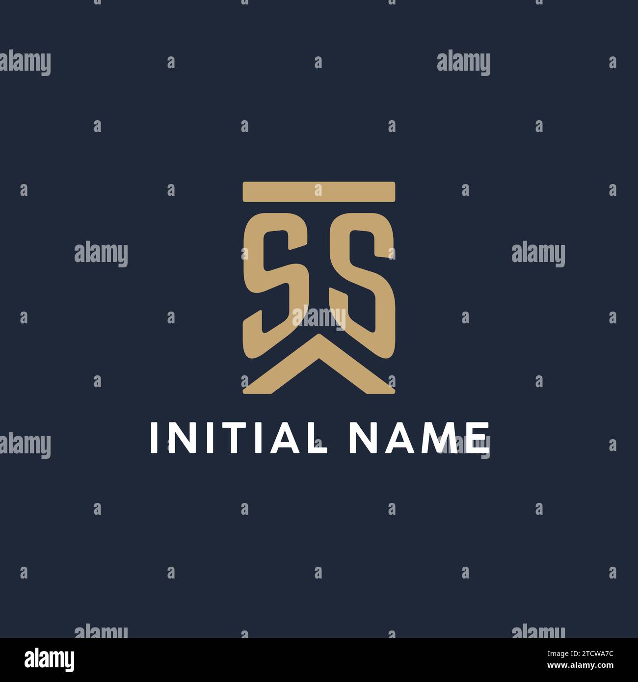 SS initial monogram logo design in a rectangular style with curved side ...