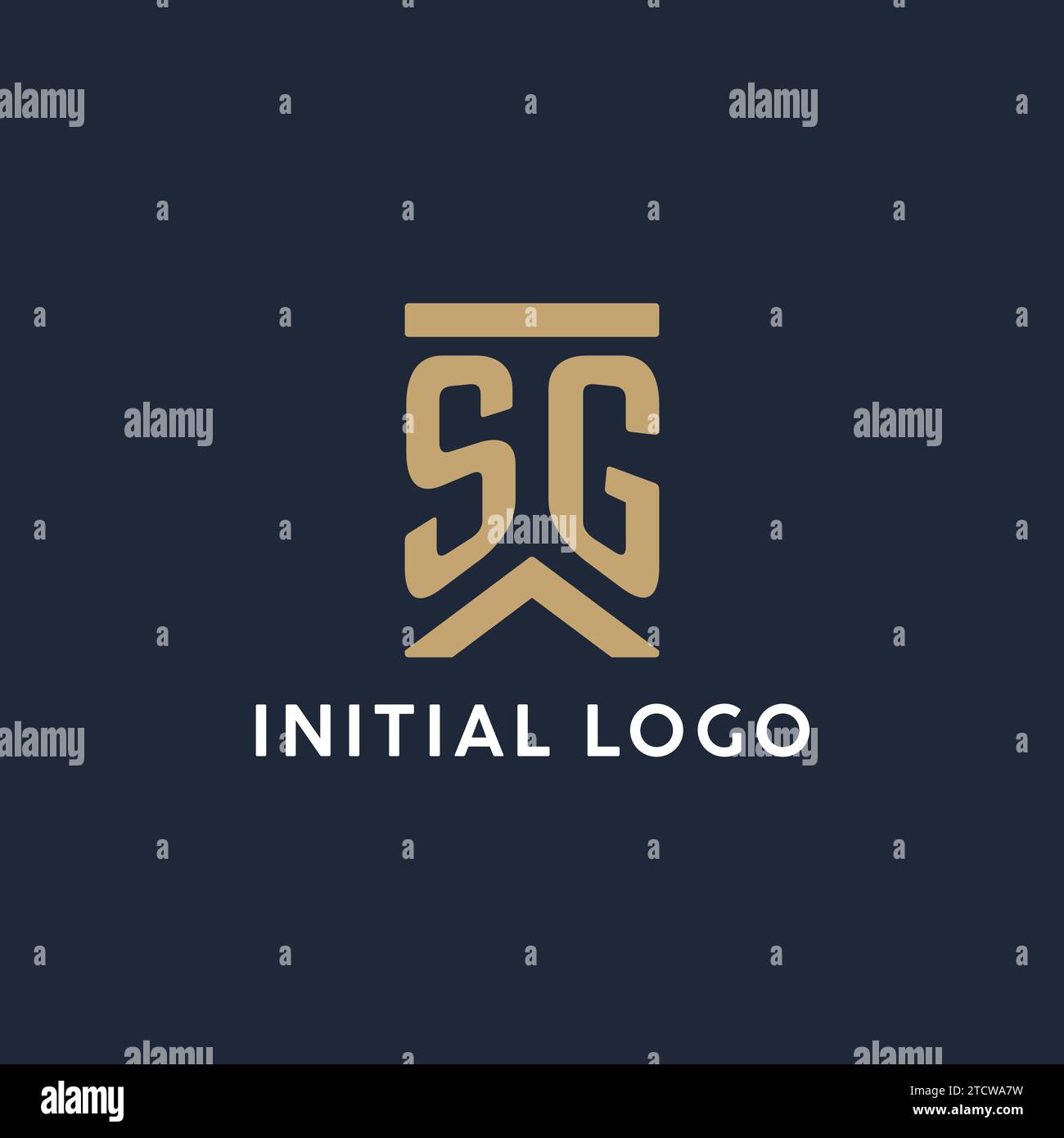 SG initial monogram logo design in a rectangular style with curved side ideas Stock Vector Image ...
