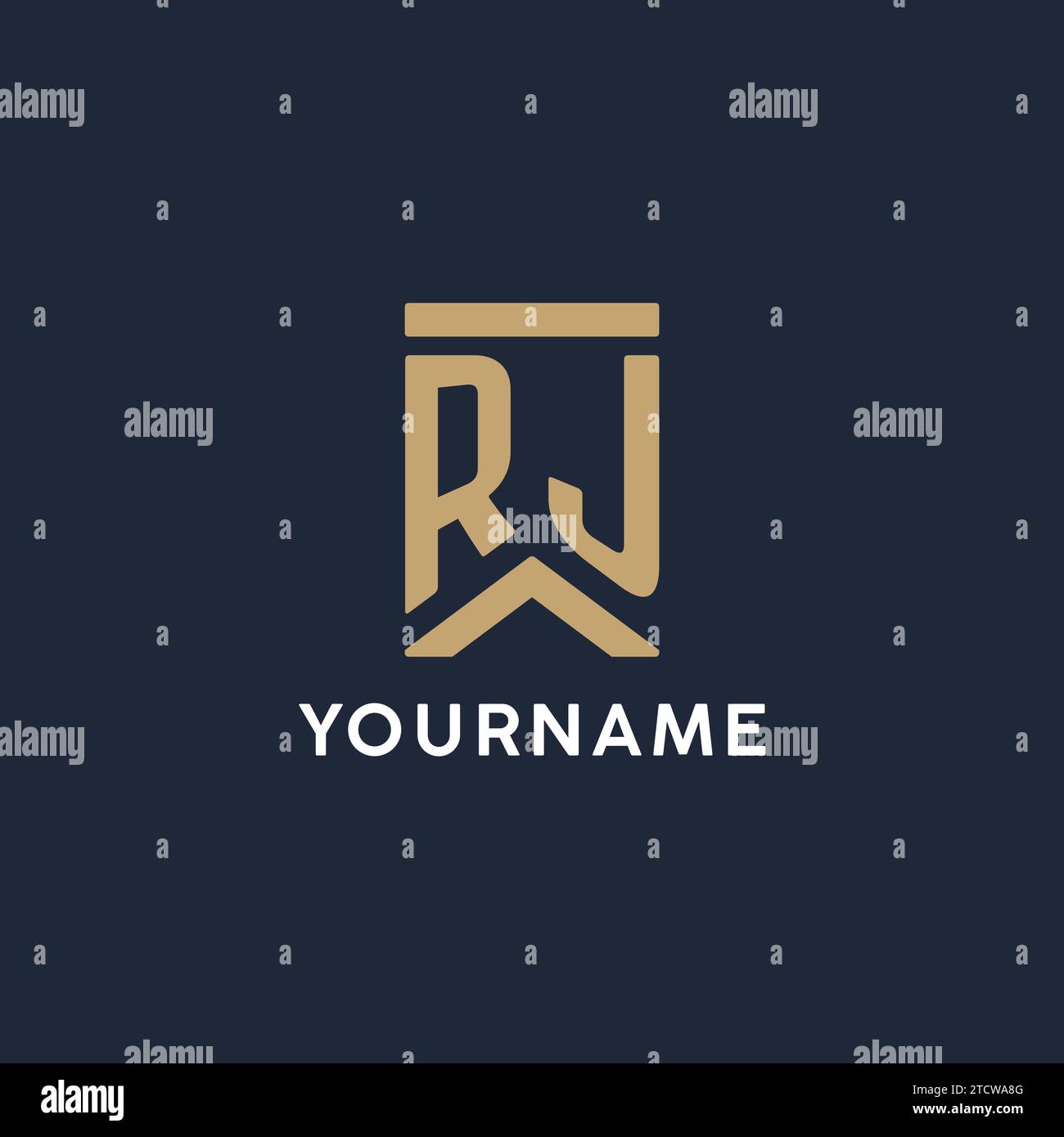 RJ initial monogram logo design in a rectangular style with curved side ideas Stock Vector Image ...