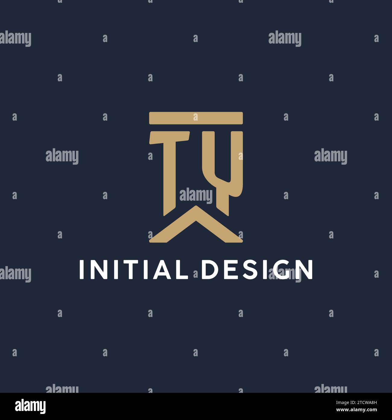TY initial monogram logo design in a rectangular style with curved side ...
