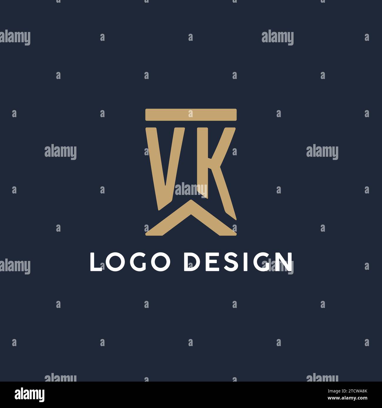 VK initial monogram logo design in a rectangular style with curved side ideas Stock Vector Image ...