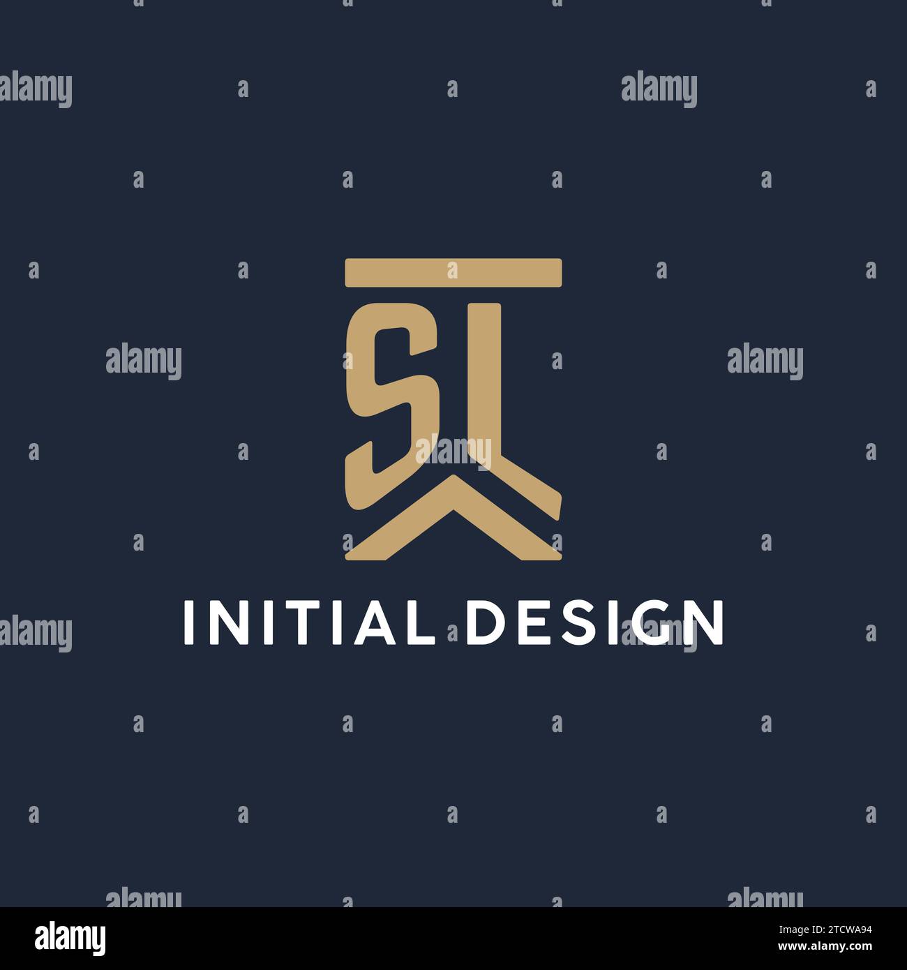 SL initial monogram logo design in a rectangular style with curved side ...