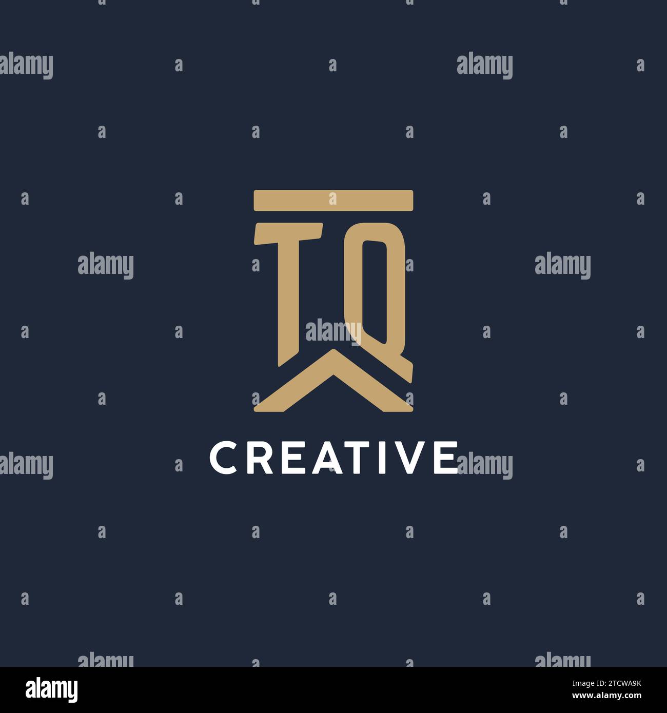 TQ initial monogram logo design in a rectangular style with curved side ideas Stock Vector Image ...