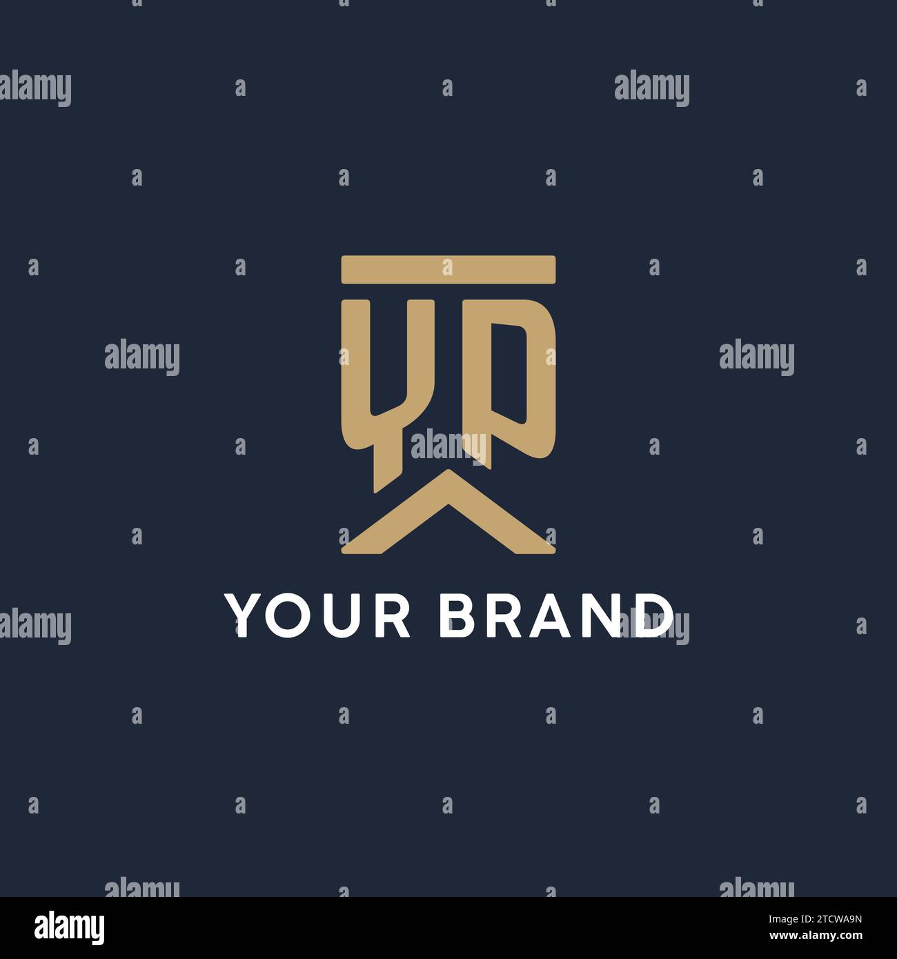 YP initial monogram logo design in a rectangular style with curved side ...