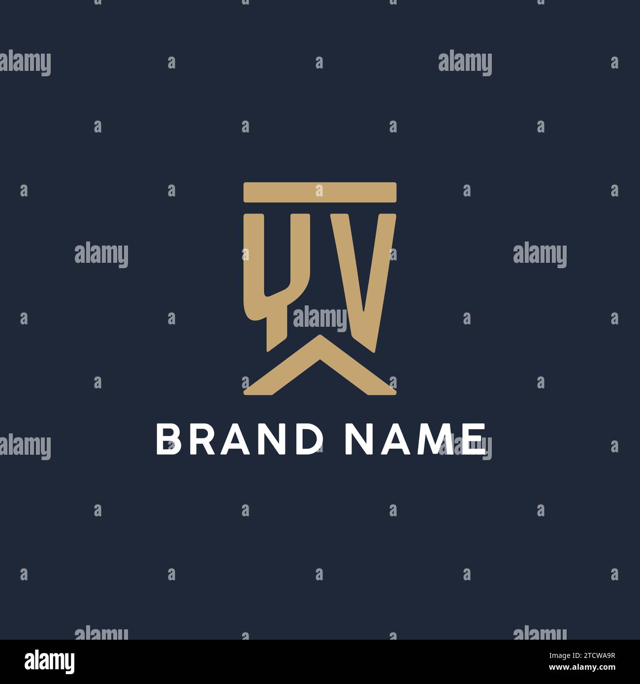 YV initial monogram logo design in a rectangular style with curved side ...