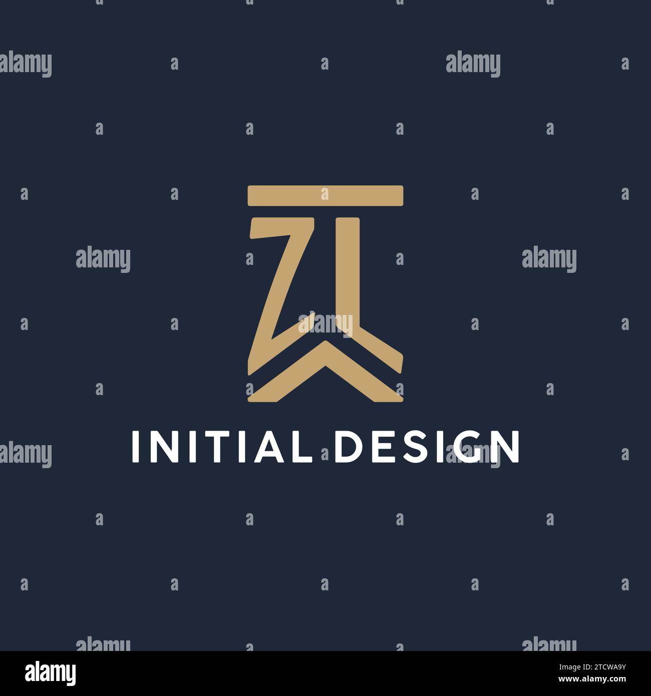 ZL initial monogram logo design in a rectangular style with curved side ...