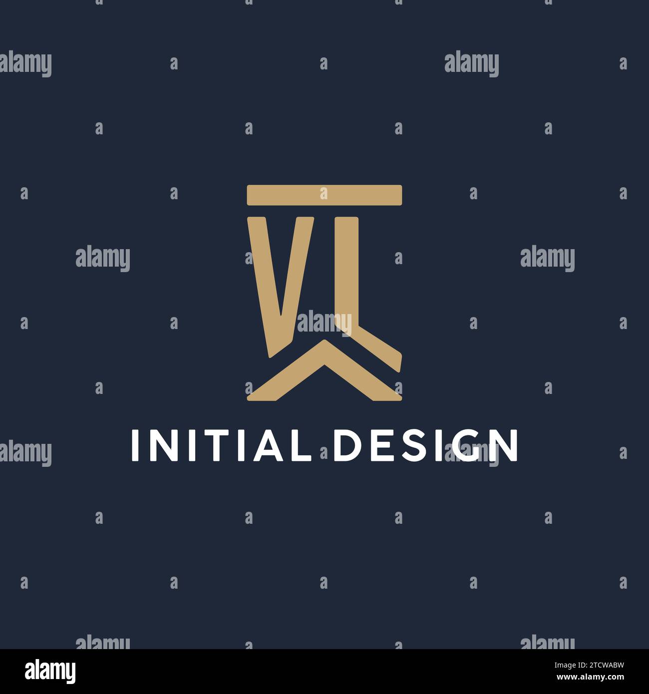 VL initial monogram logo design in a rectangular style with curved side ...