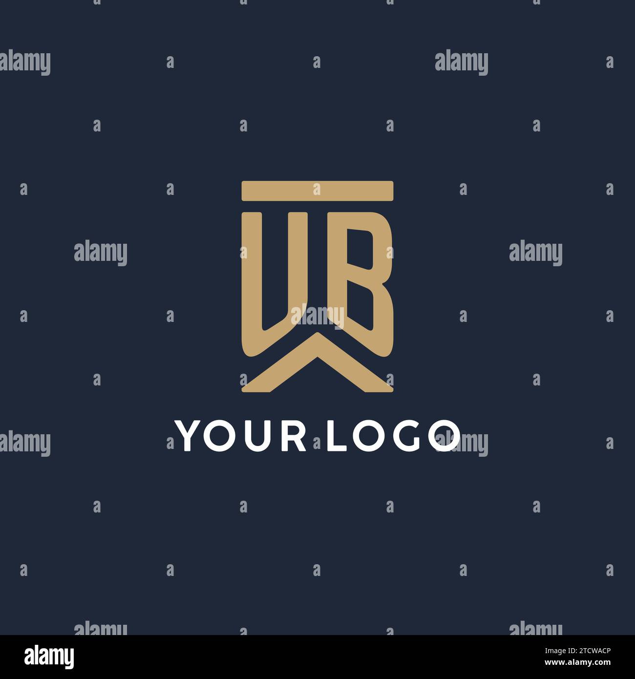 UB initial monogram logo design in a rectangular style with curved side ...