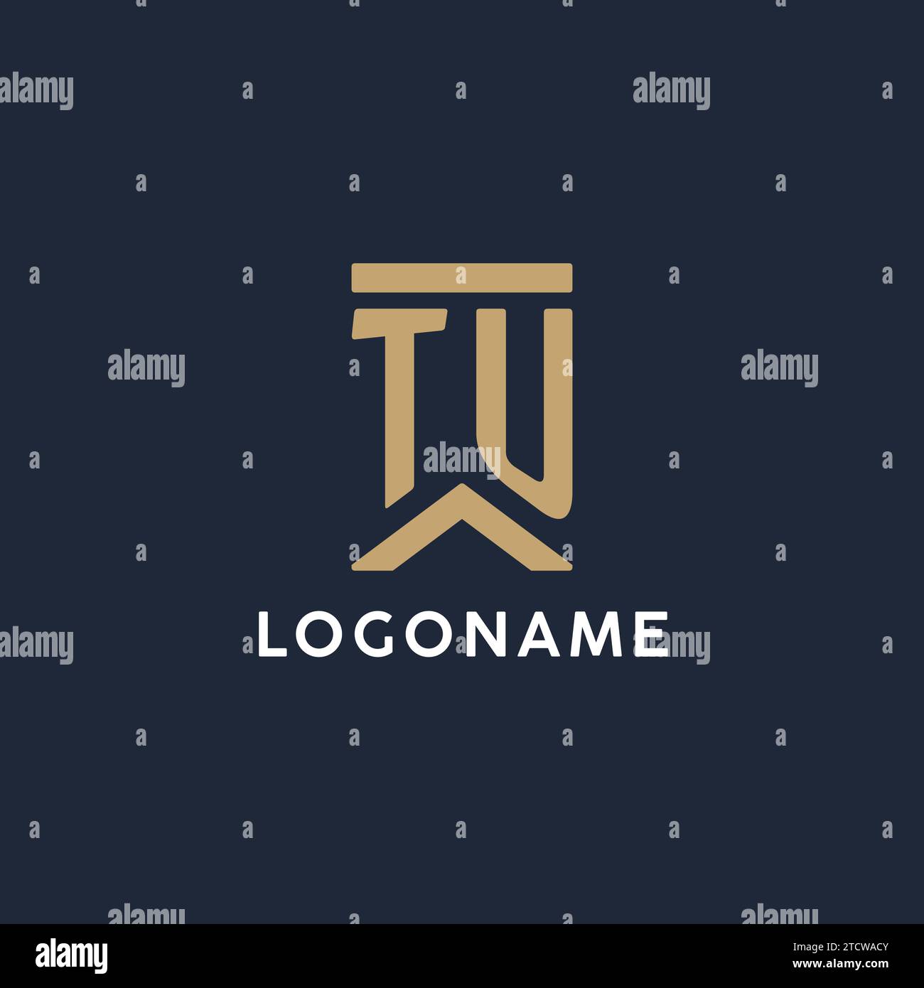 TU initial monogram logo design in a rectangular style with curved side ...