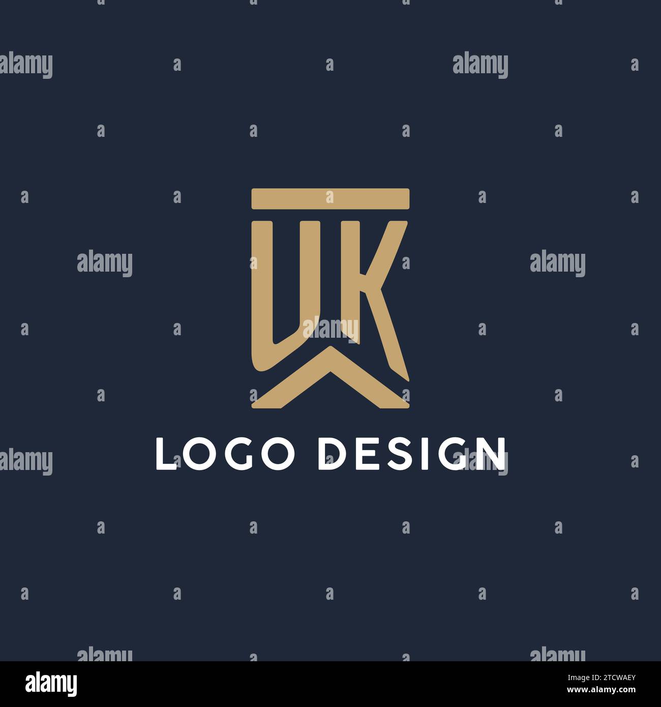UK initial monogram logo design in a rectangular style with curved side ...