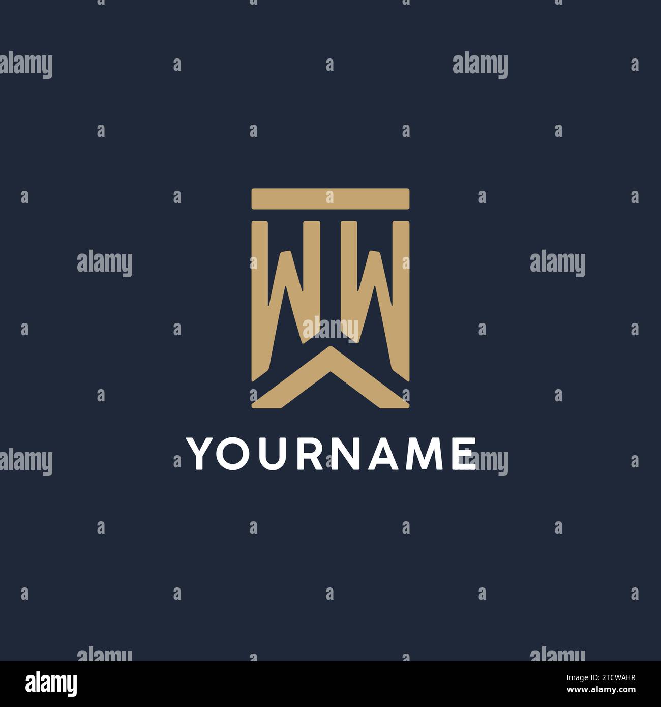 WW initial monogram logo design in a rectangular style with curved side ...
