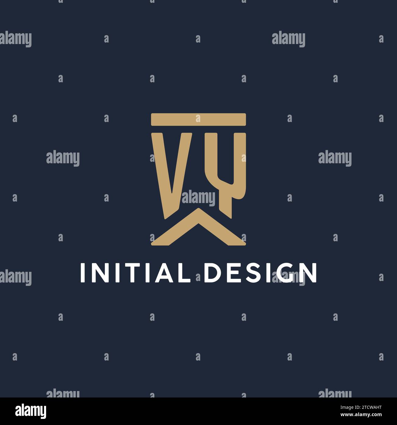 VY initial monogram logo design in a rectangular style with curved side ...