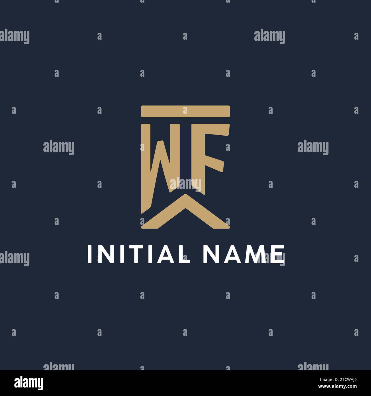 WF initial monogram logo design in a rectangular style with curved side ideas Stock Vector Image ...