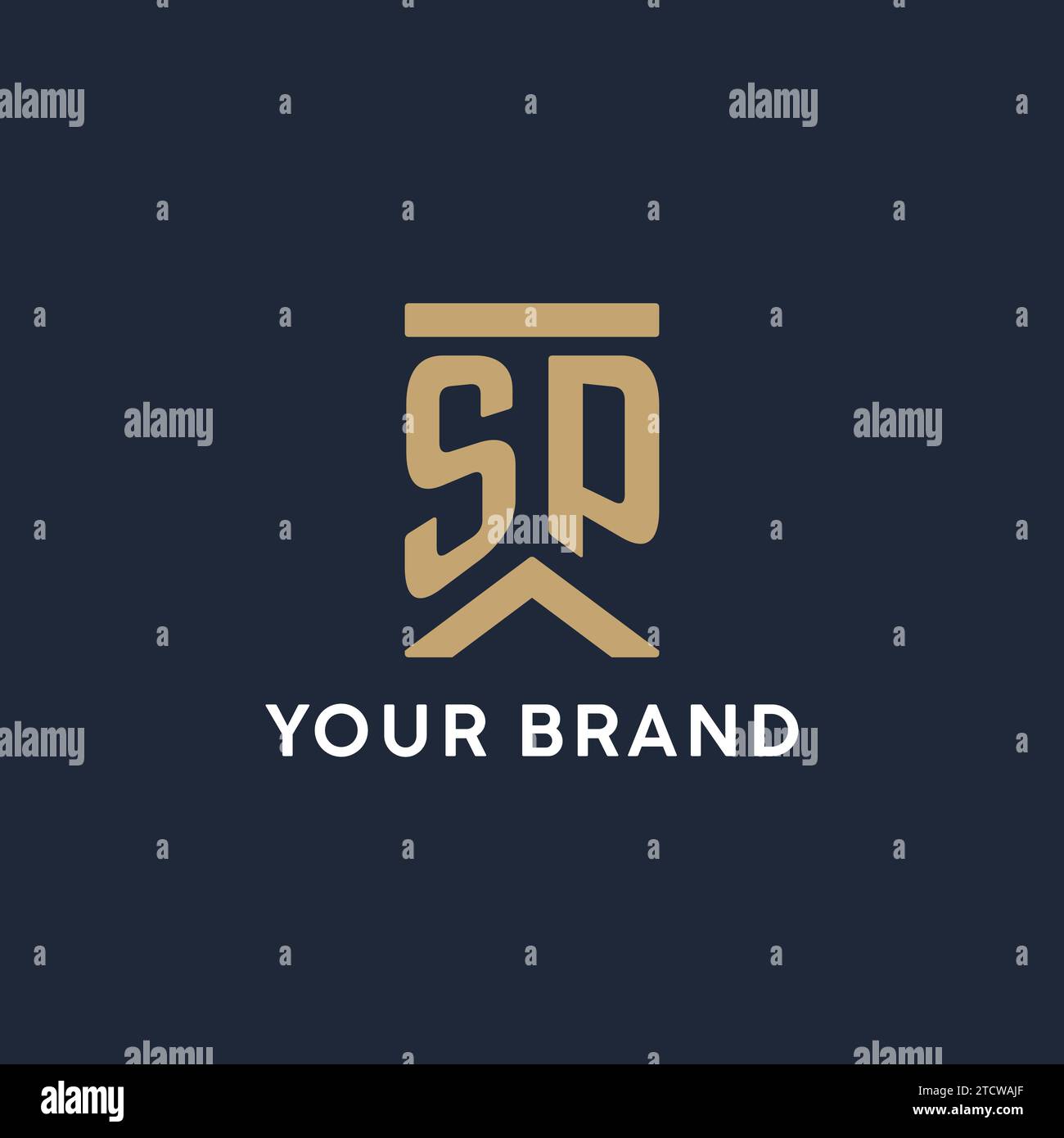 SP initial monogram logo design in a rectangular style with curved side ...