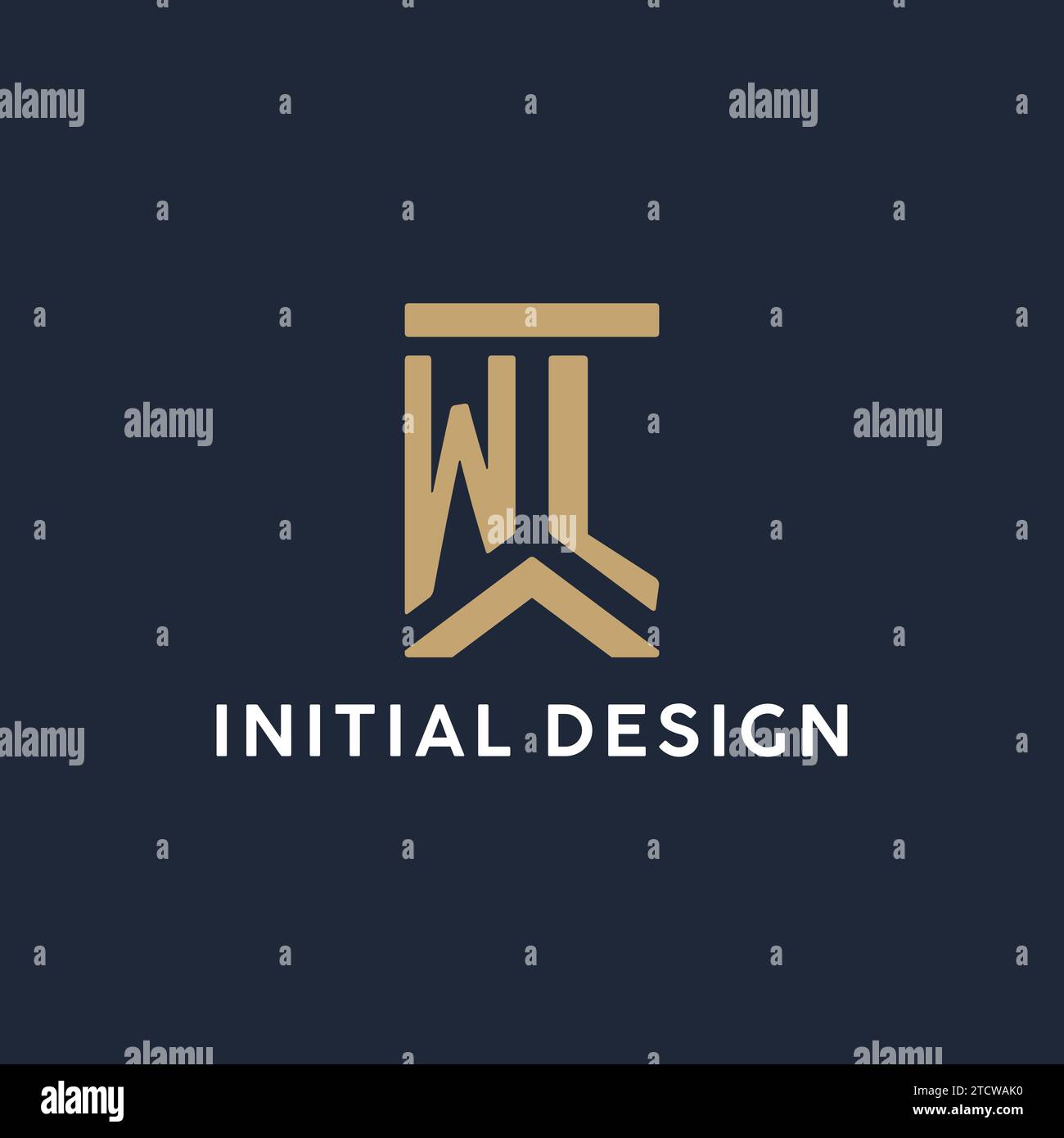 WL initial monogram logo design in a rectangular style with curved side ideas Stock Vector Image ...