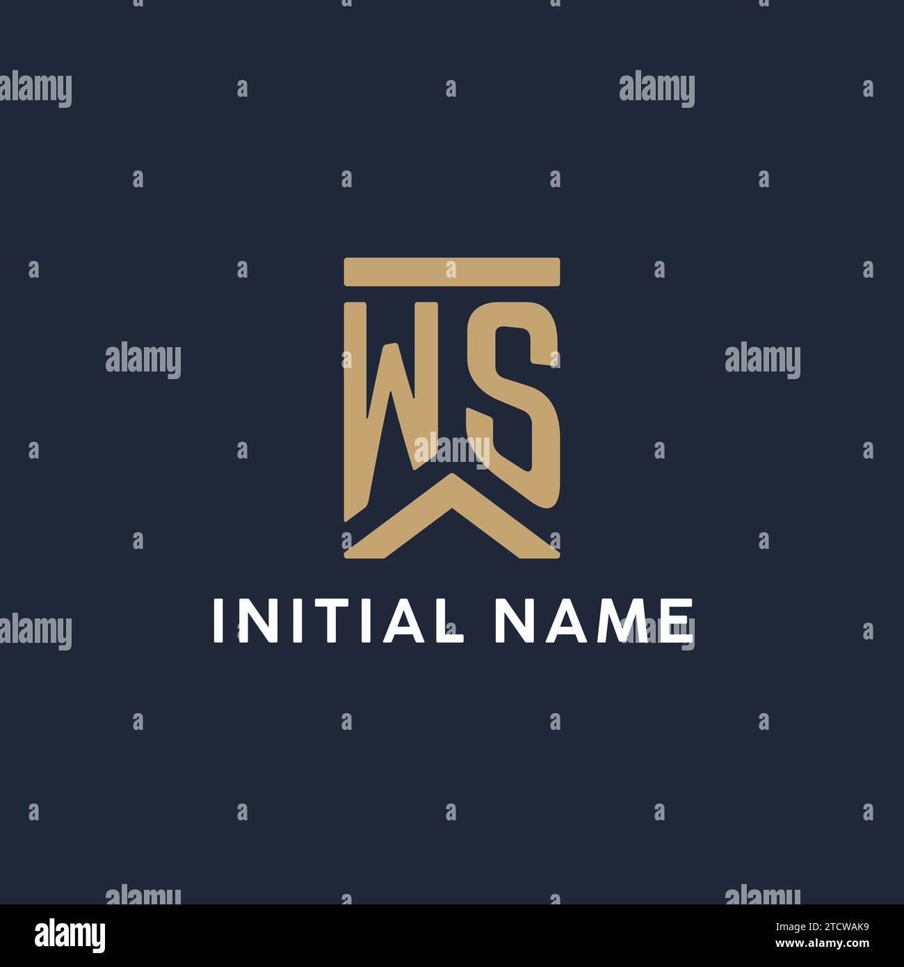 WS initial monogram logo design in a rectangular style with curved side ...