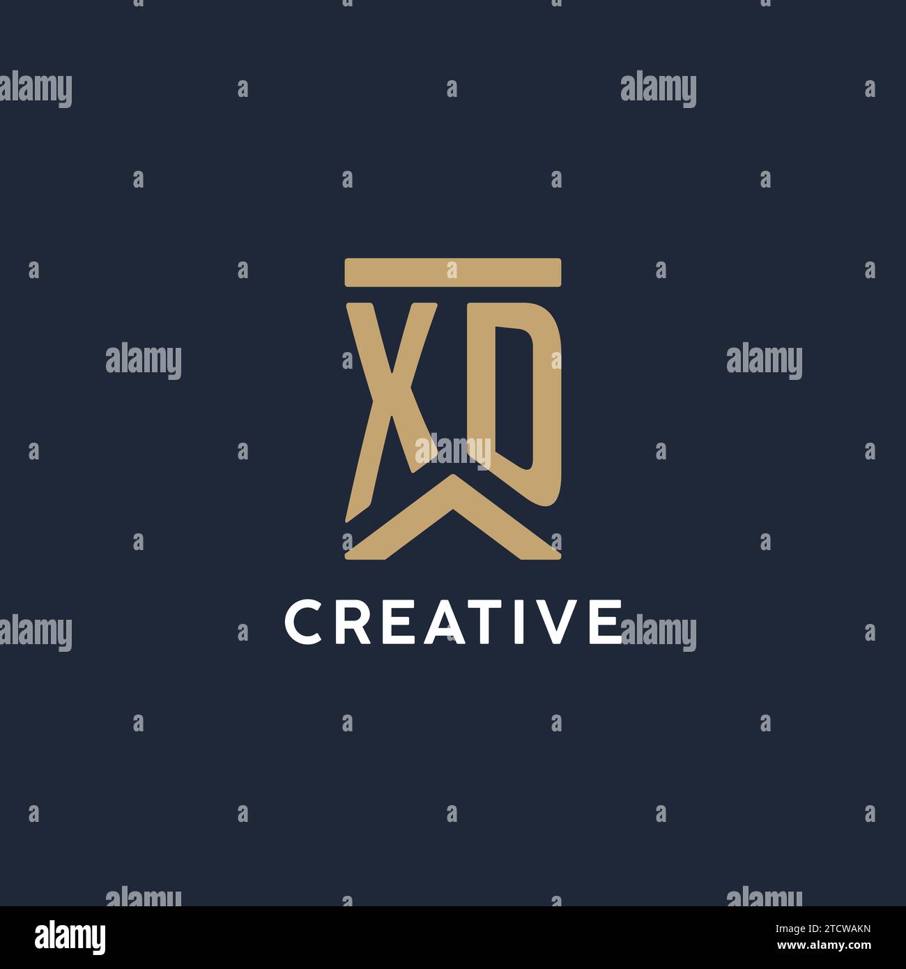 XD initial monogram logo design in a rectangular style with curved side ...