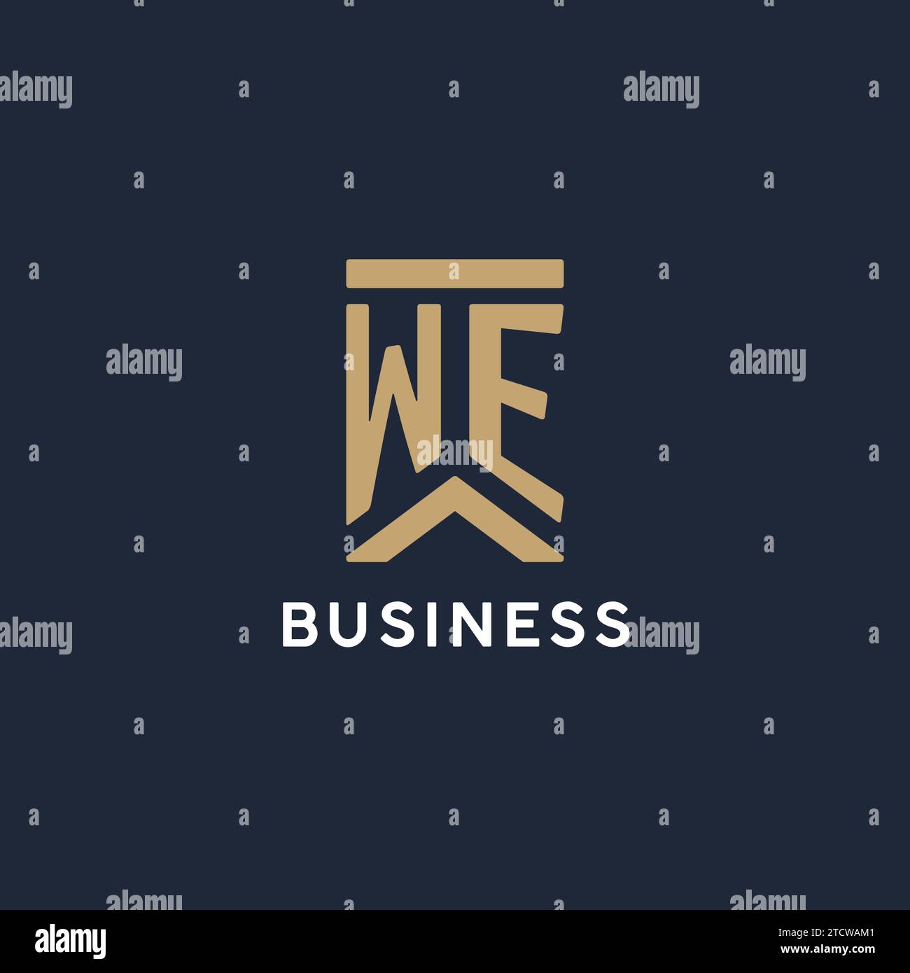 WE initial monogram logo design in a rectangular style with curved side ...