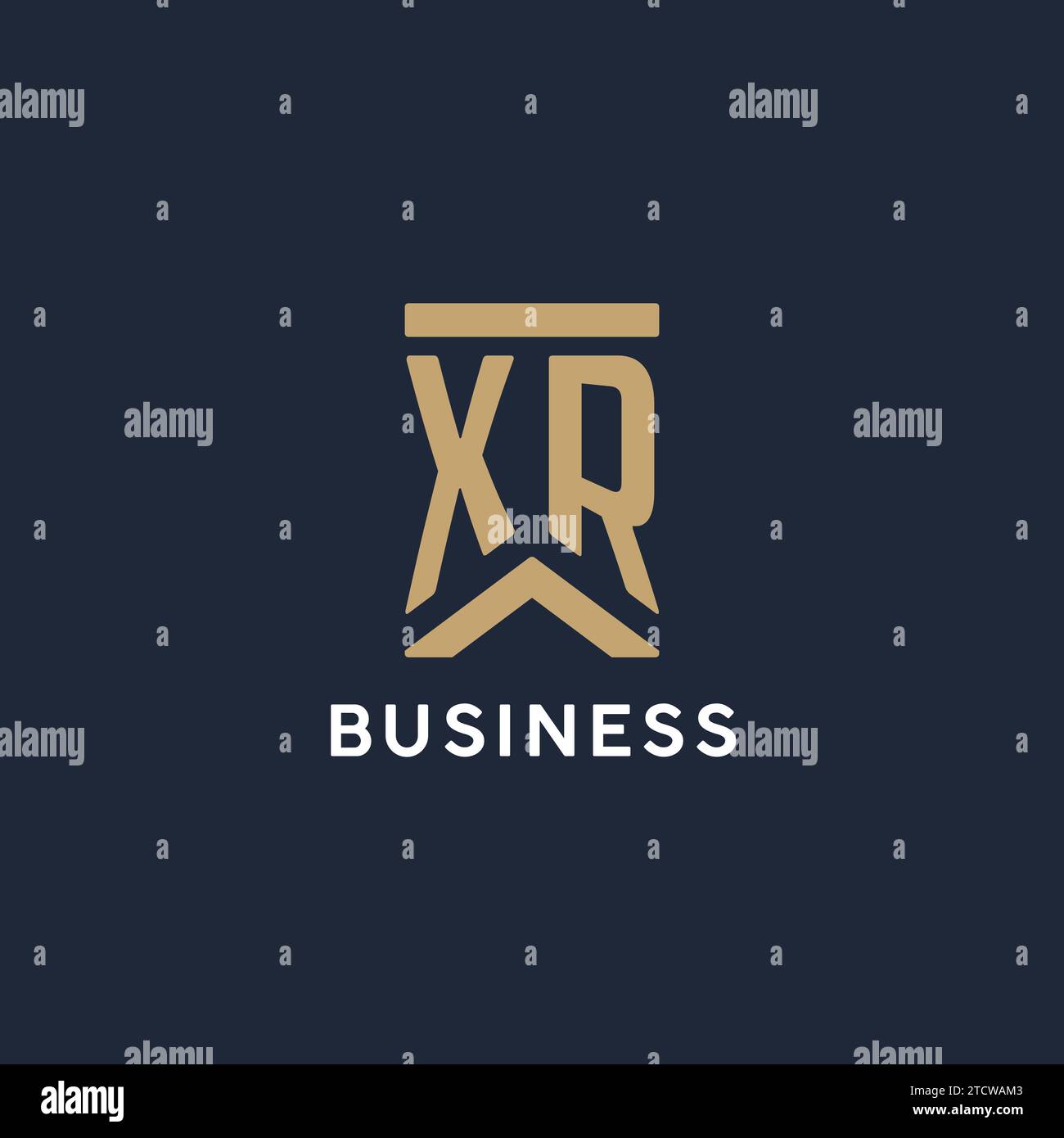 XR initial monogram logo design in a rectangular style with curved side ...