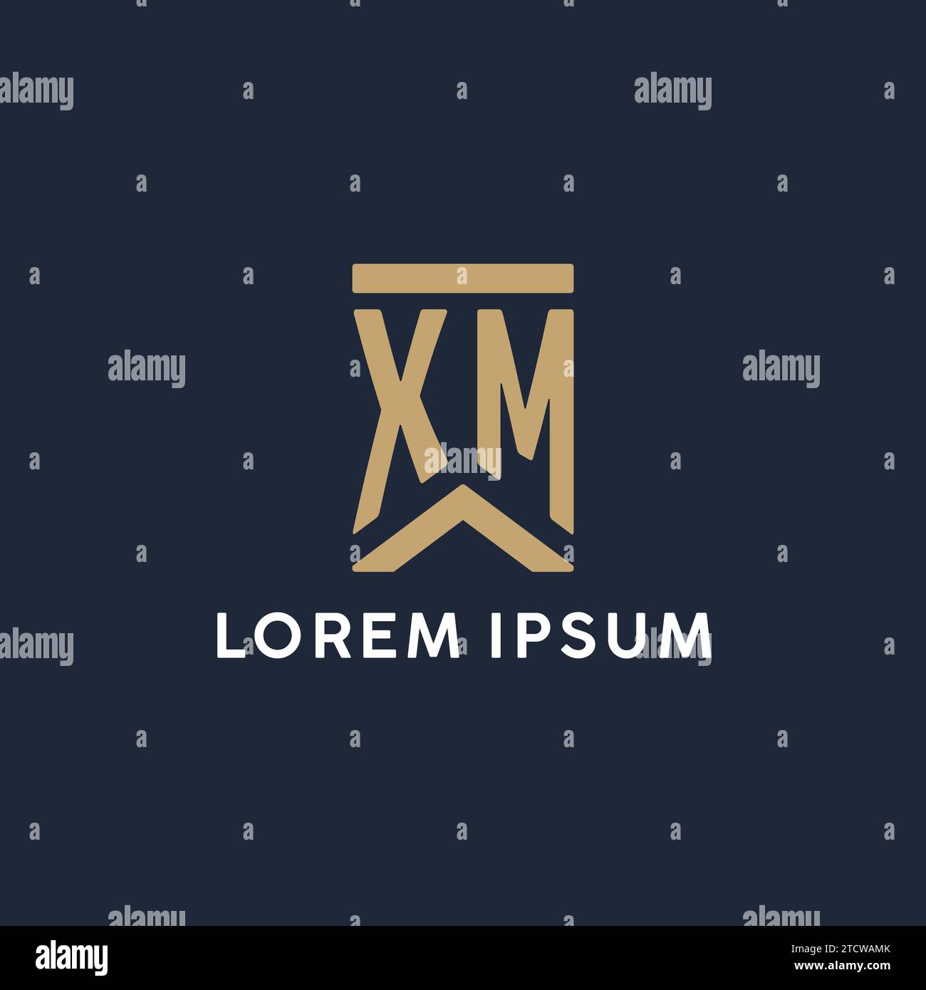 XM initial monogram logo design in a rectangular style with curved side ...