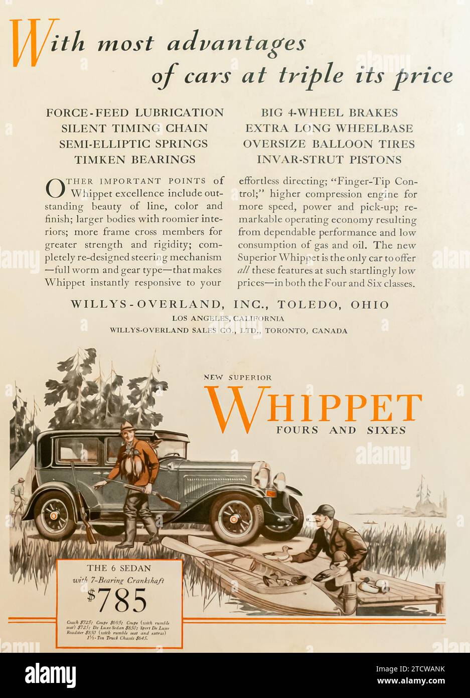 1929 Whippet the 6 sedan by Willys-Overland car ad Stock Photo - Alamy