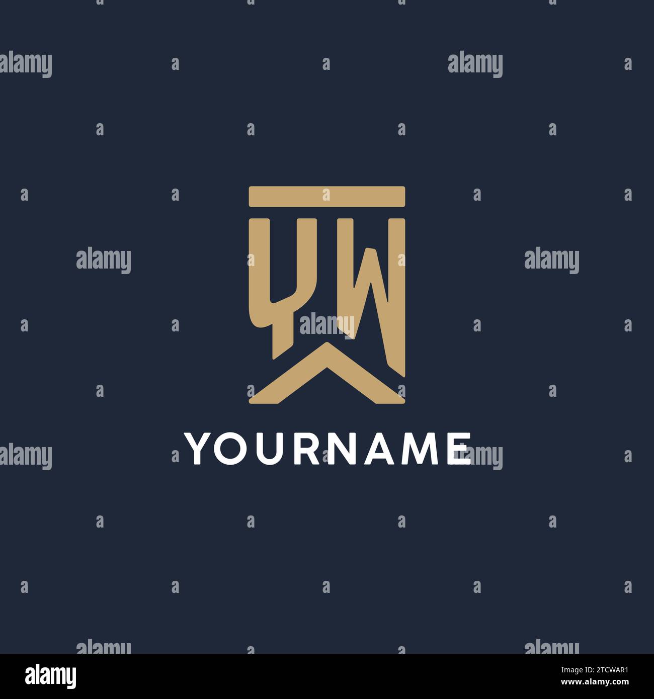 YW initial monogram logo design in a rectangular style with curved side ...