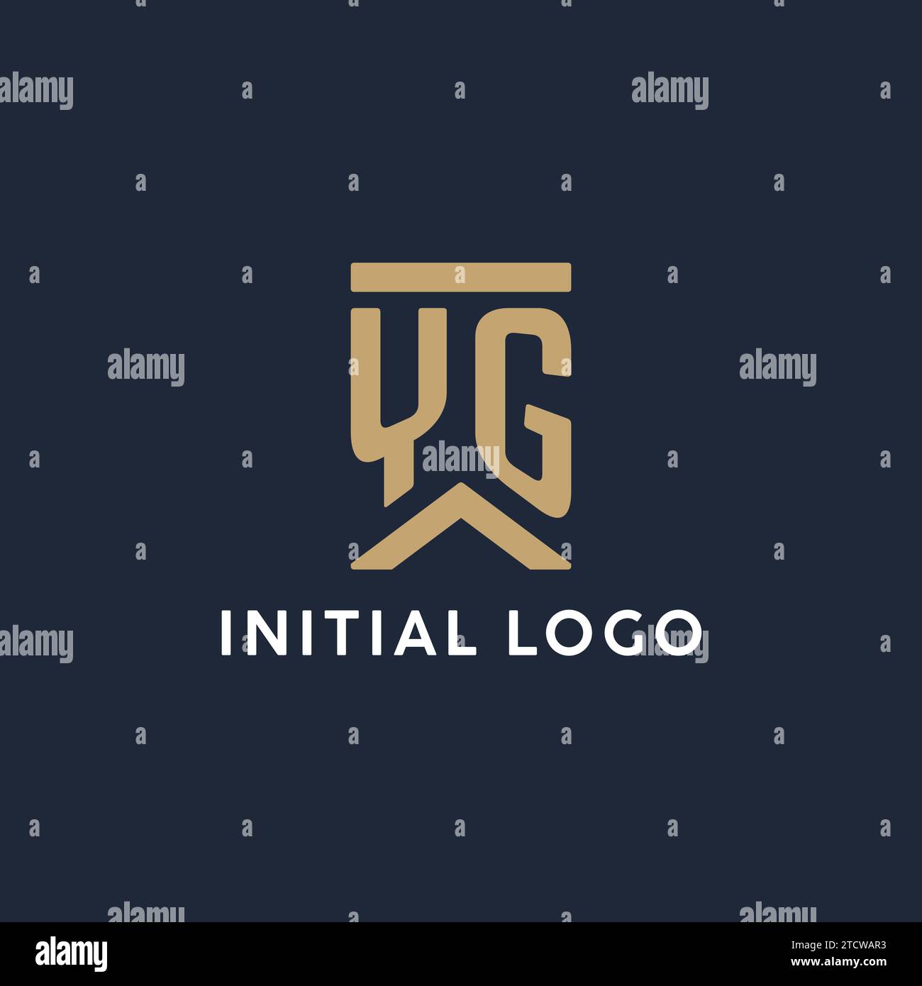 YG initial monogram logo design in a rectangular style with curved side ...