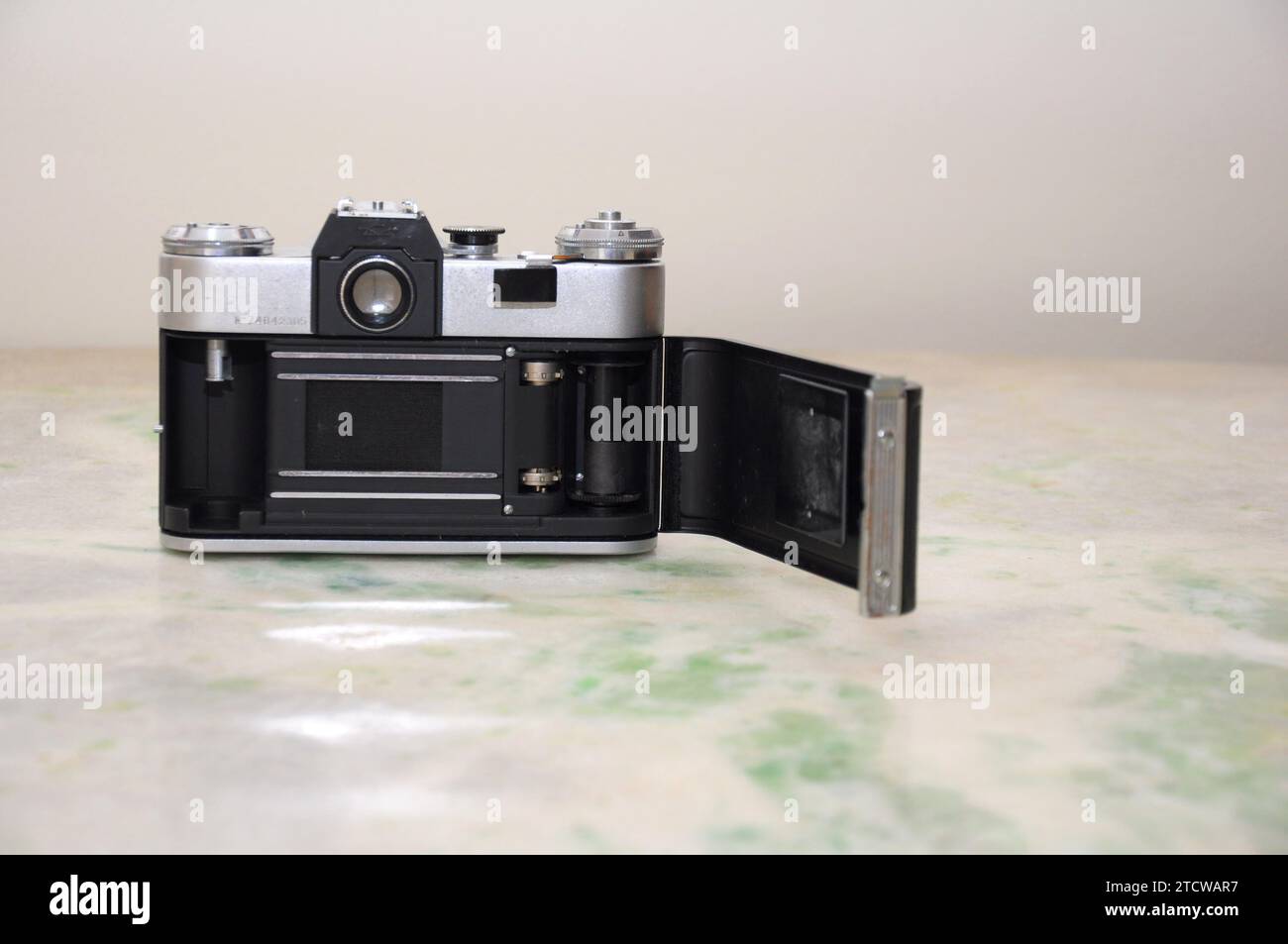 Zenith brand photography camera with lens and leather cover with rear ...