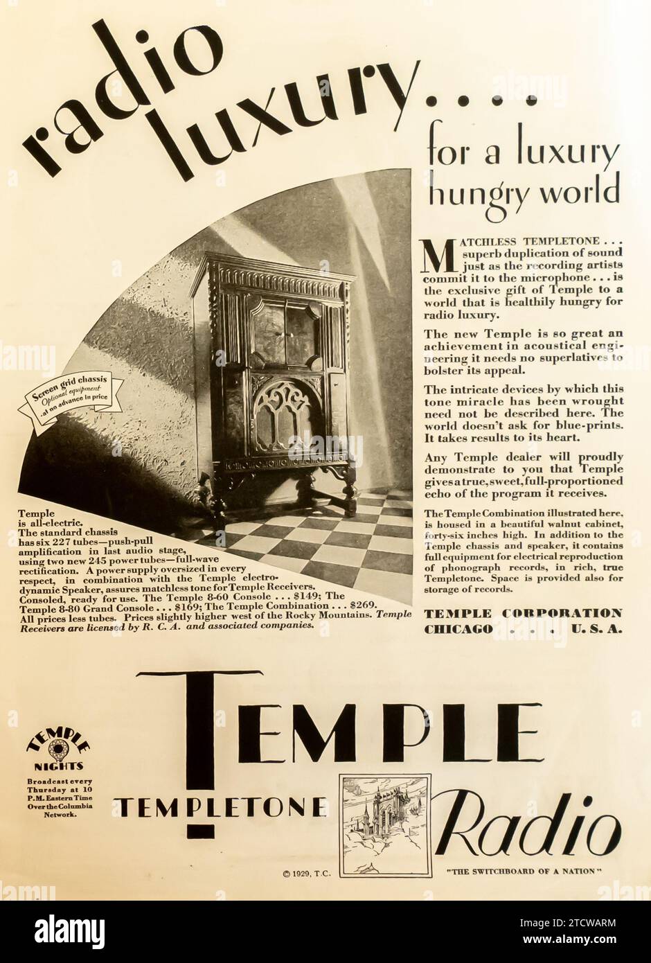 1929 Temple Templetone Radio ad Stock Photo - Alamy