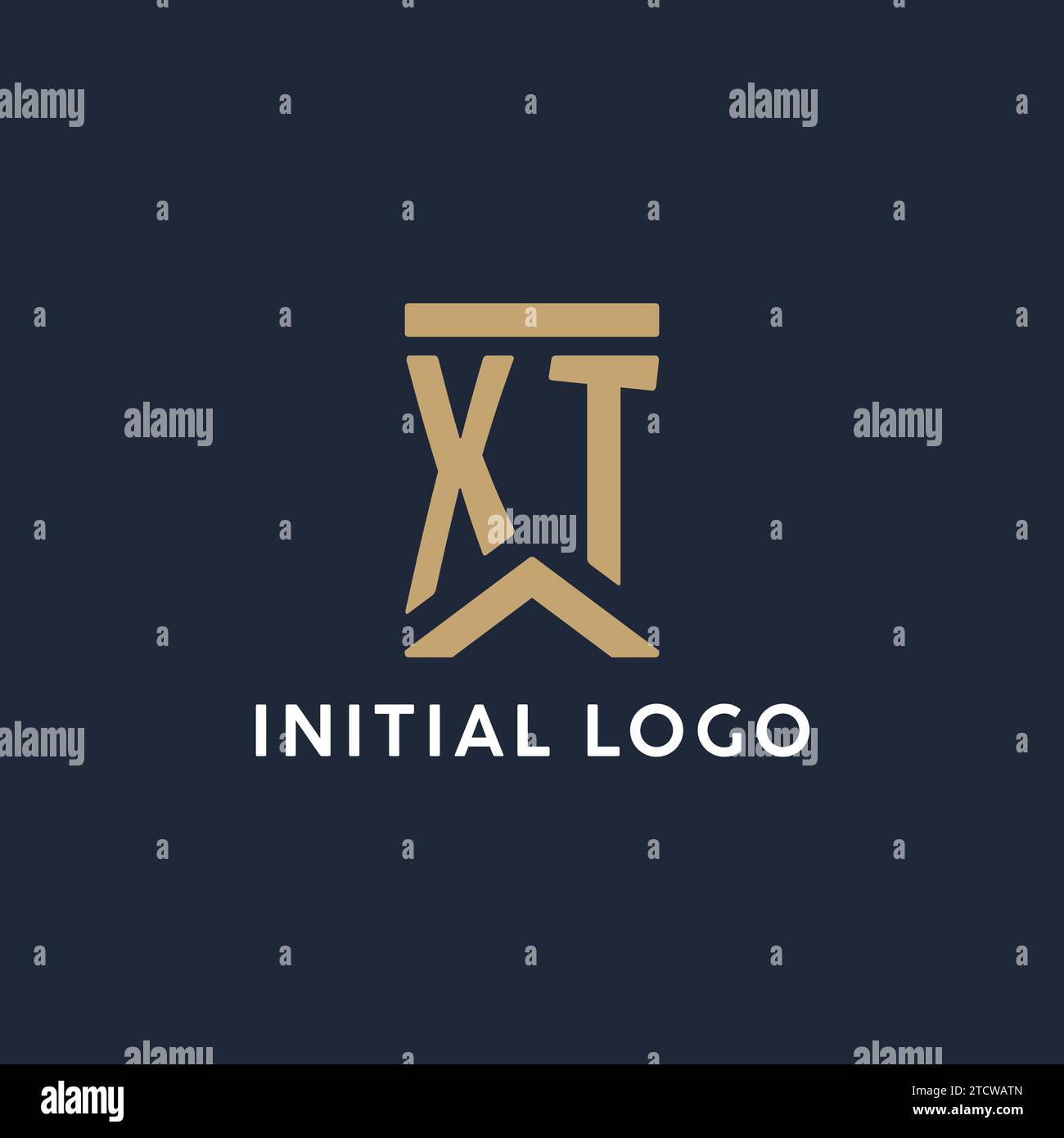 XT initial monogram logo design in a rectangular style with curved side ...