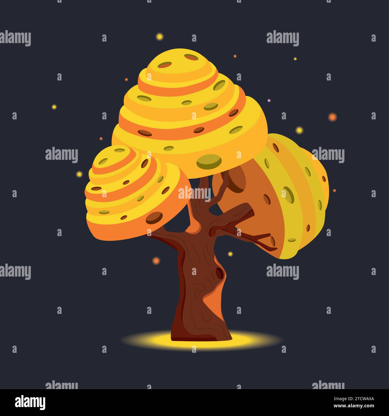 Colored fantasy fairytale tree Vector Stock Vector Image & Art - Alamy