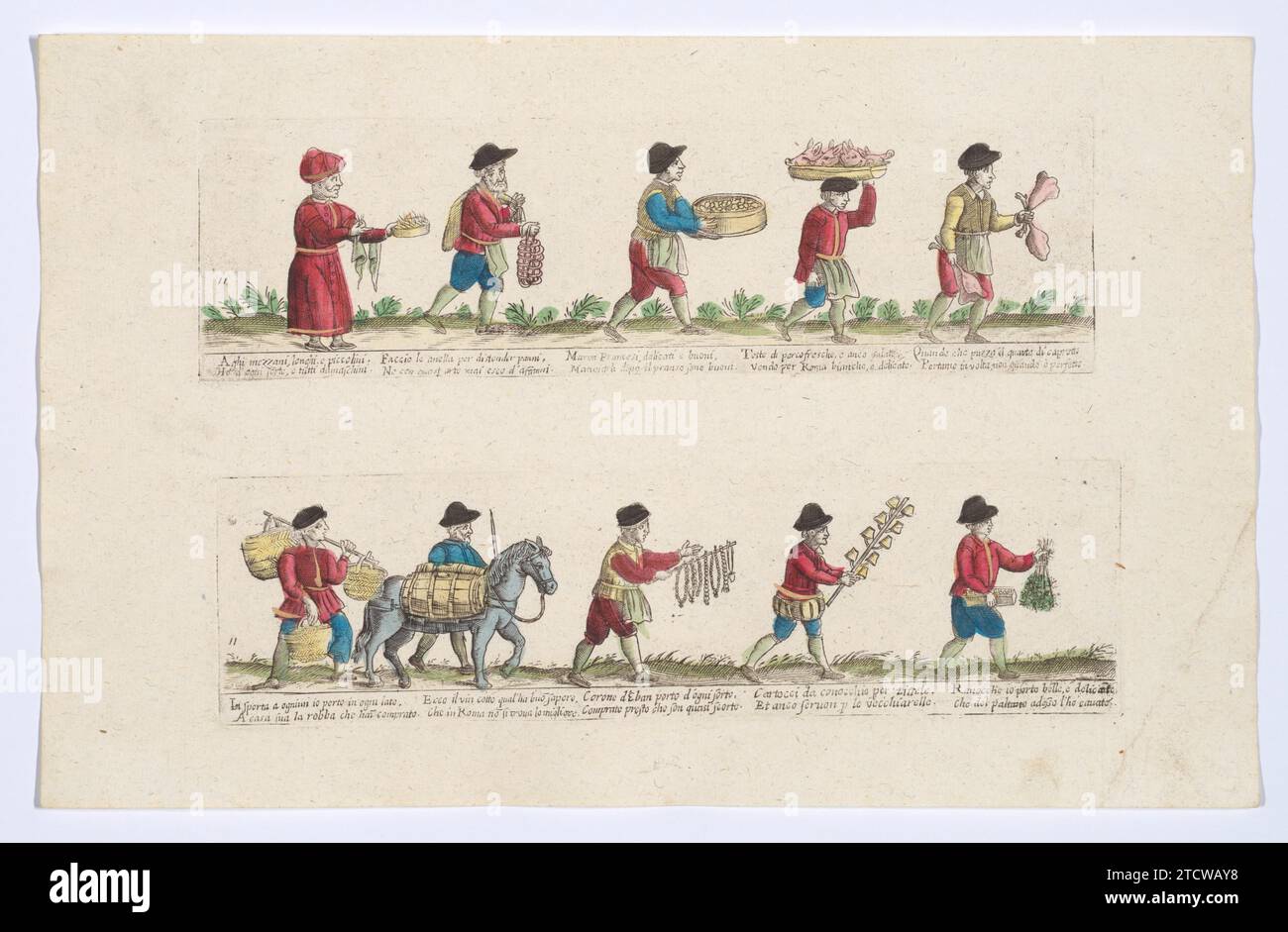 Plate 11 depicting the trades of Rome, here including vendors of pigs ...