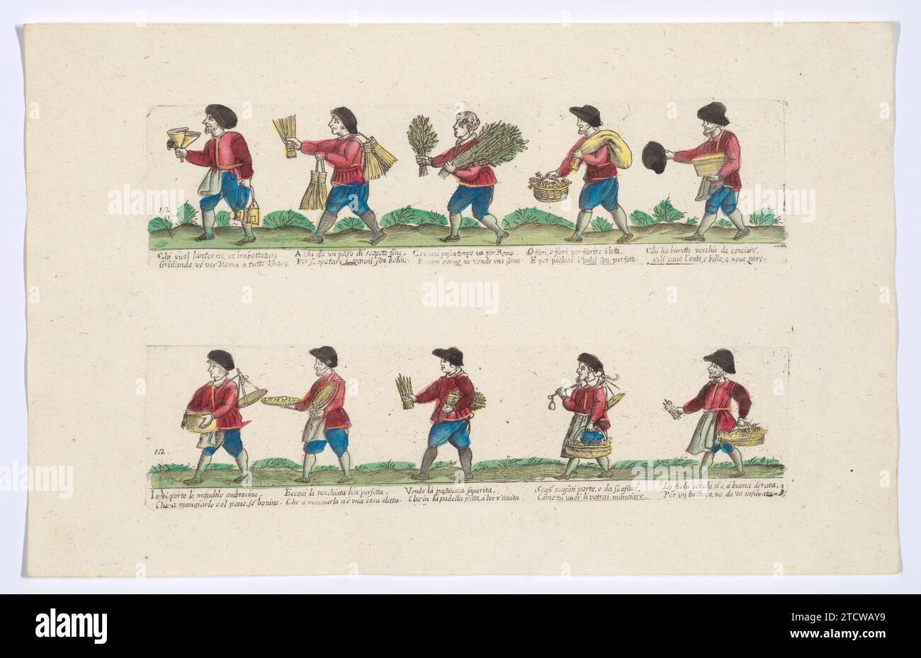 Plate 12 depicting the trades of Rome, here including vendors of ...