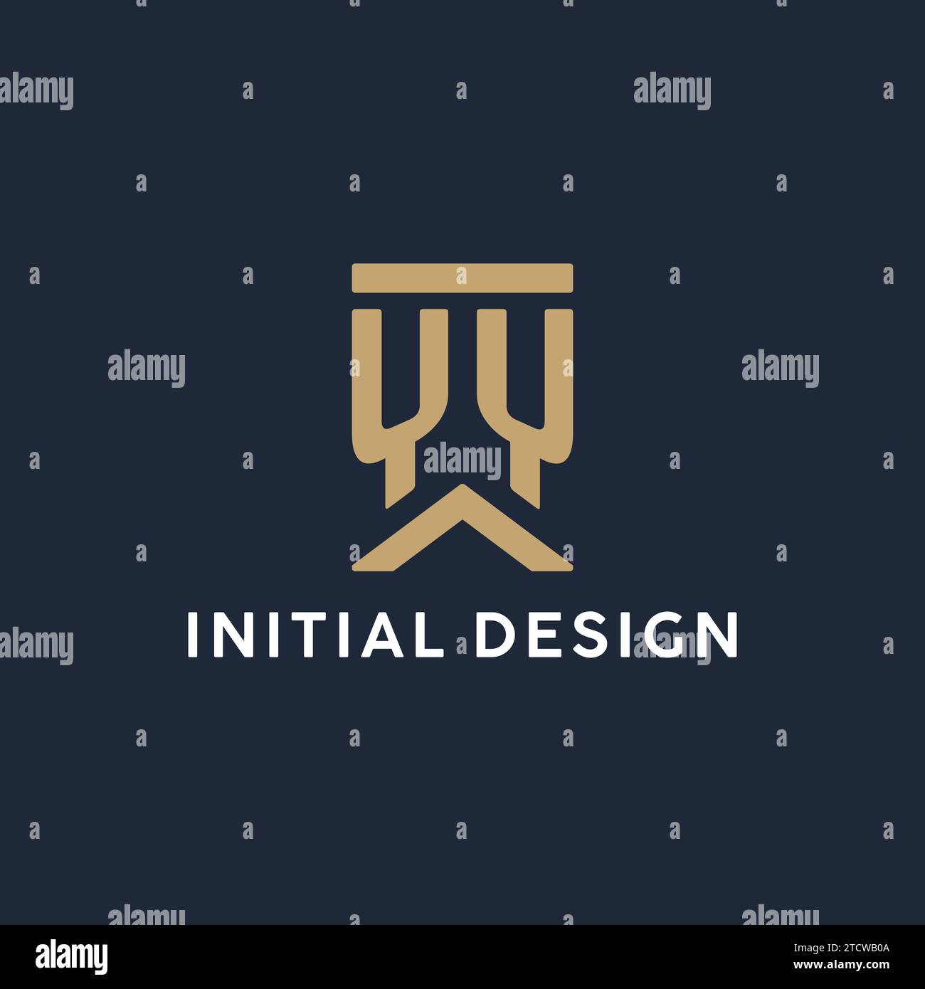 YY initial monogram logo design in a rectangular style with curved side ...