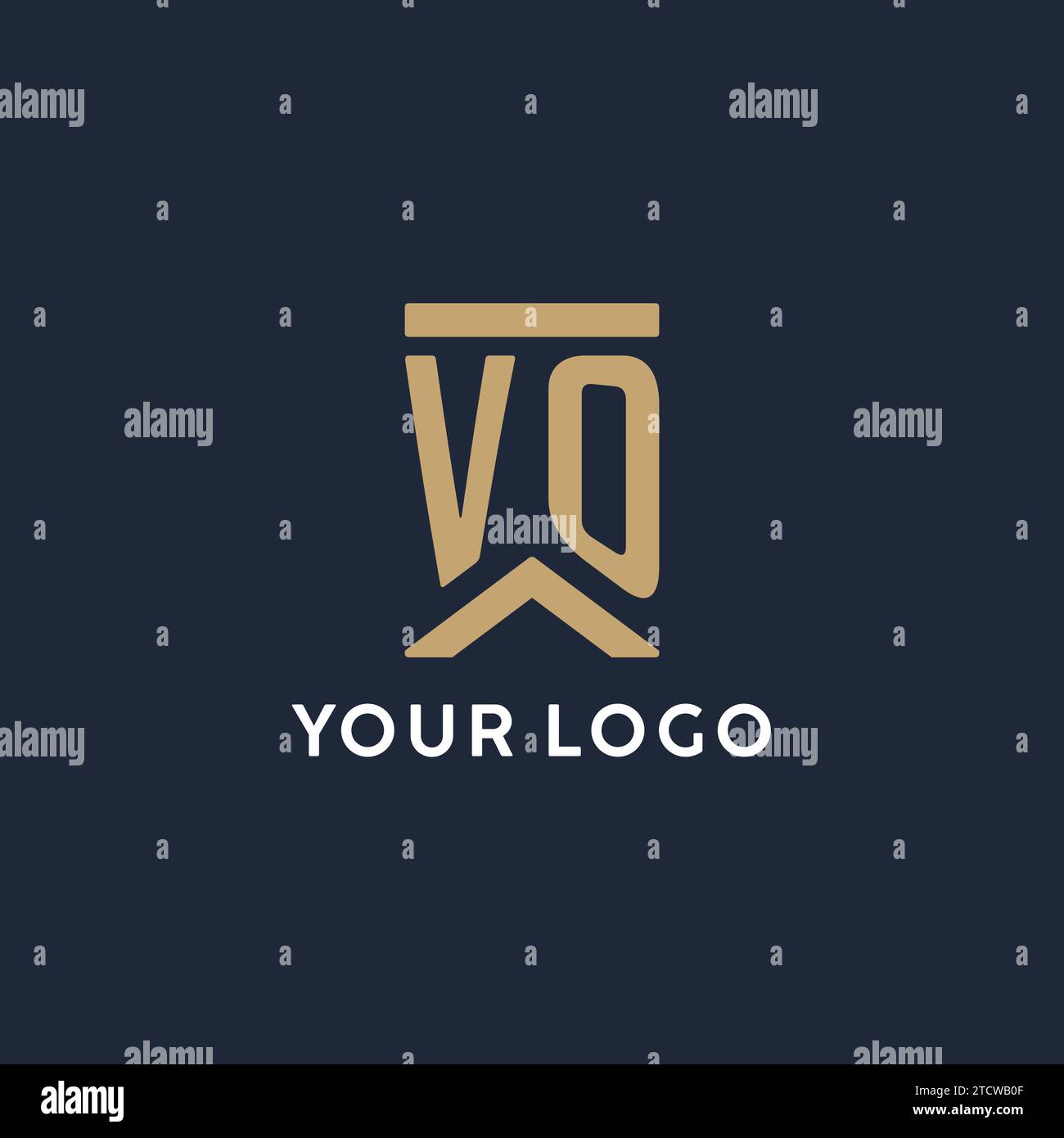 VO initial monogram logo design in a rectangular style with curved side ...