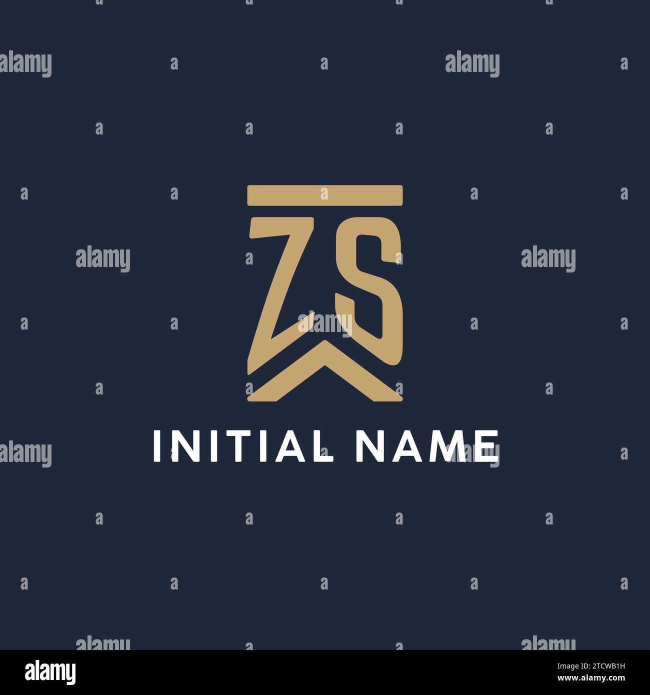 ZS initial monogram logo design in a rectangular style with curved side ideas Stock Vector Image ...