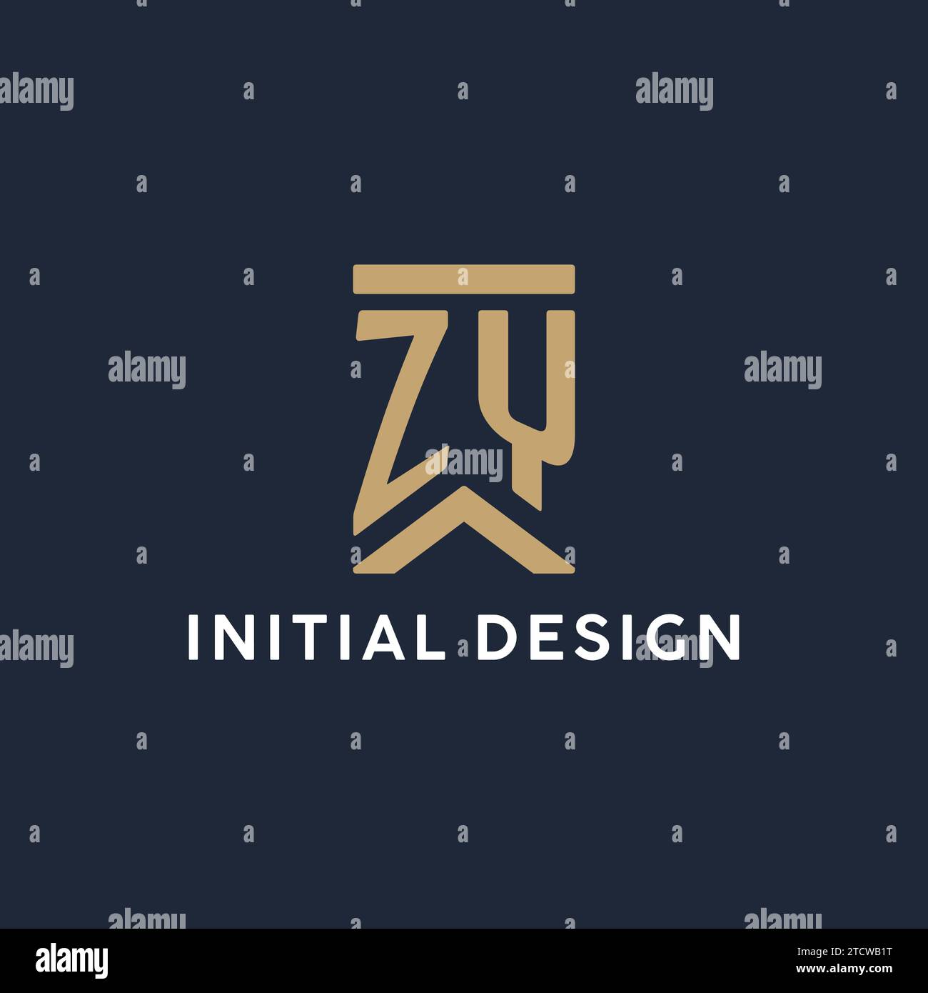 Zy Initial Monogram Logo Design In A Rectangular Style With Curved Side