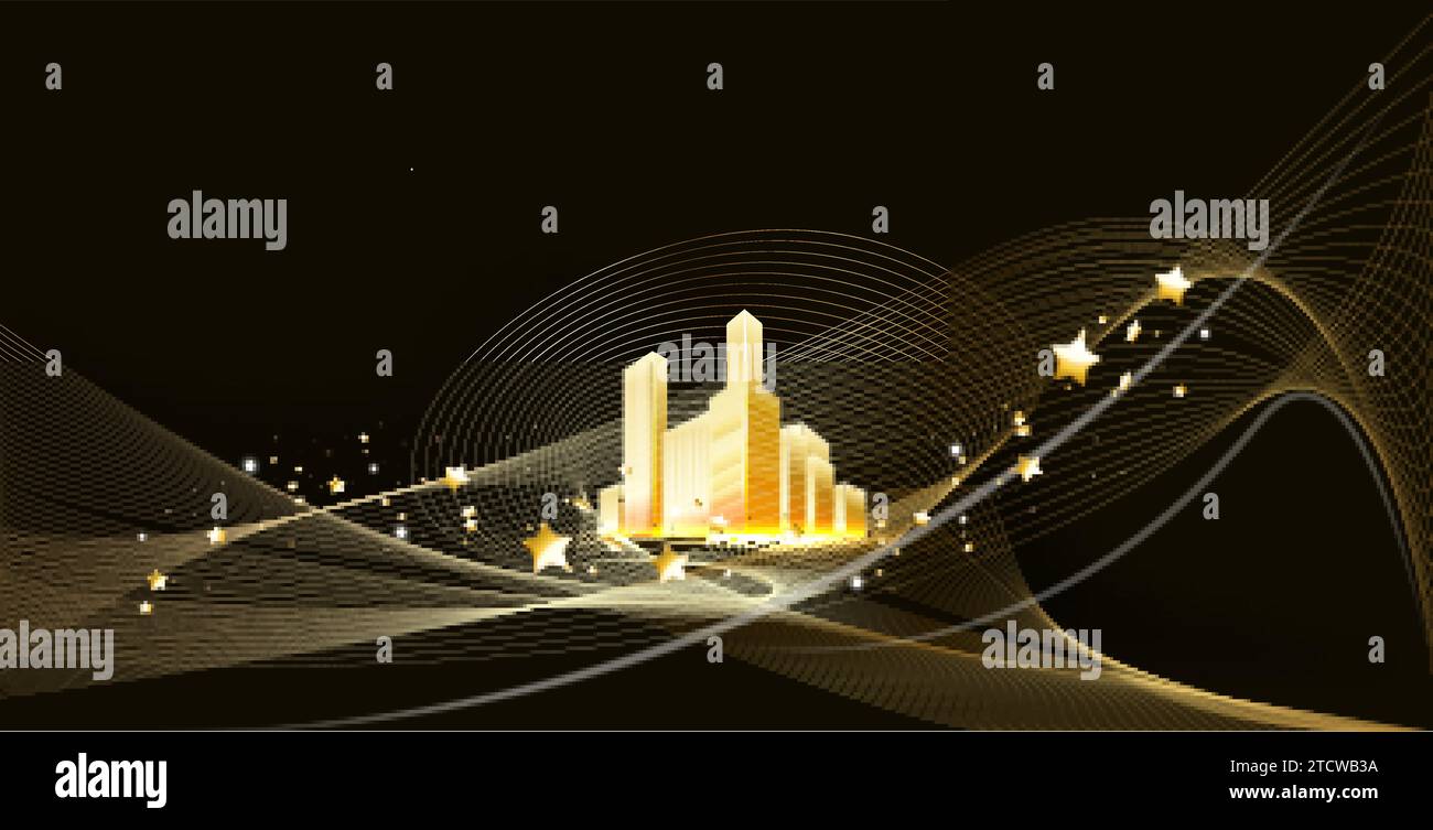 Golden city scene on night time, vector Stock Vector Image & Art - Alamy